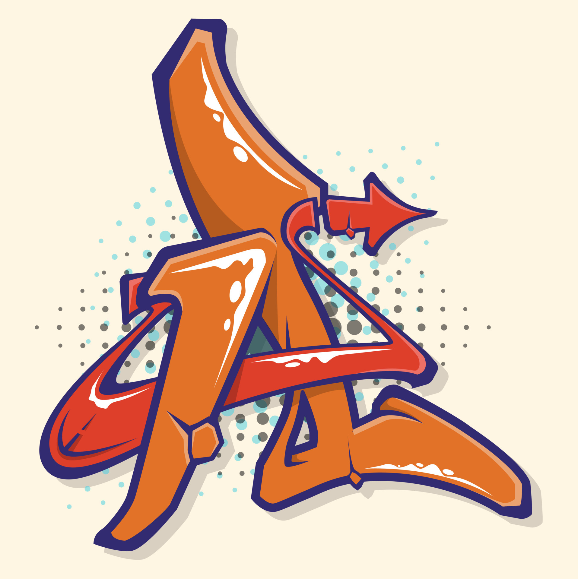 Graffiti alphabet. Letter A on polka dot background Vector illustration 14065993 Vector Art at ...