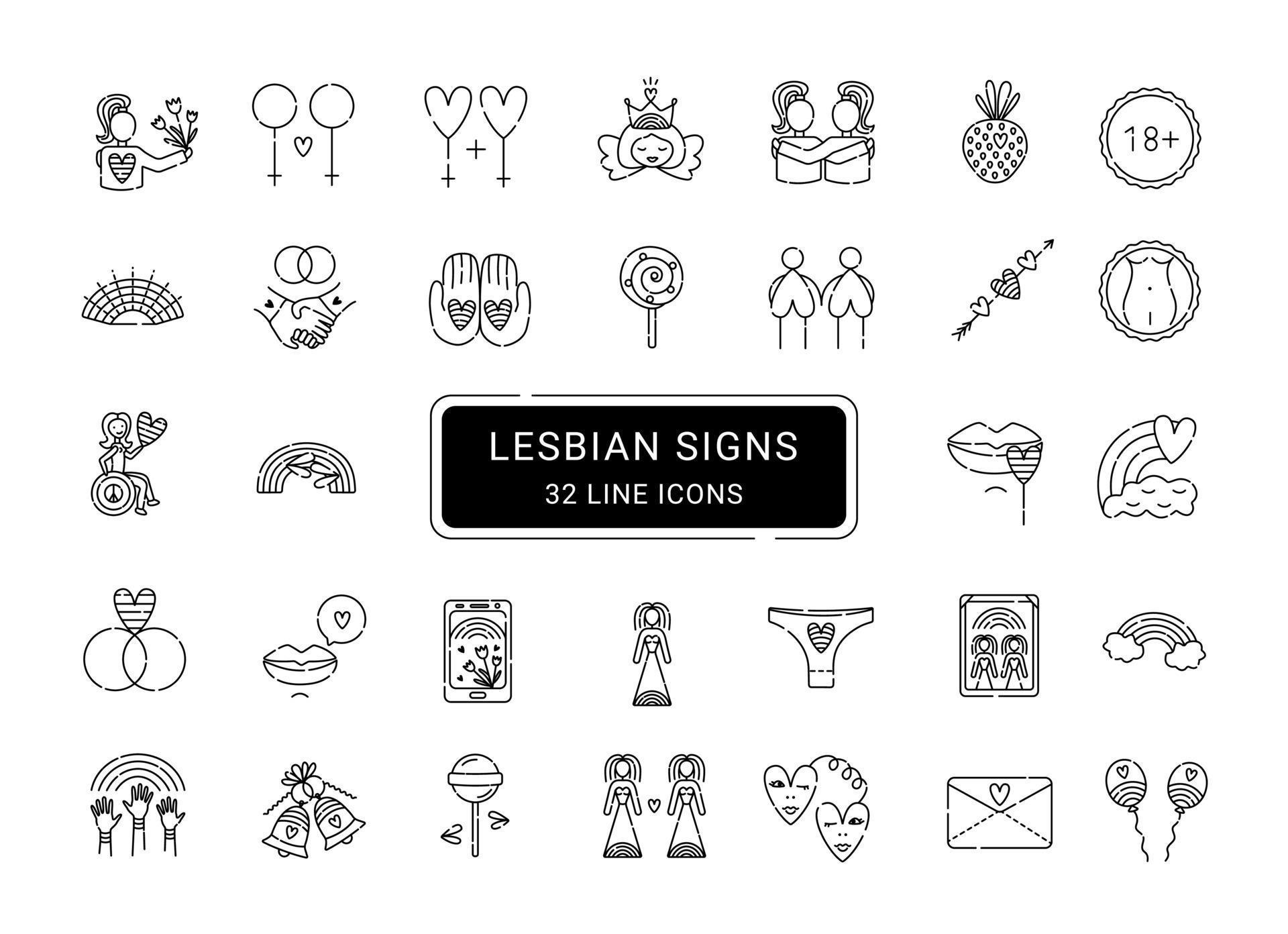 Lesbian Signs 32 Line Vector Icons 14066224 Vector Art At Vecteezy