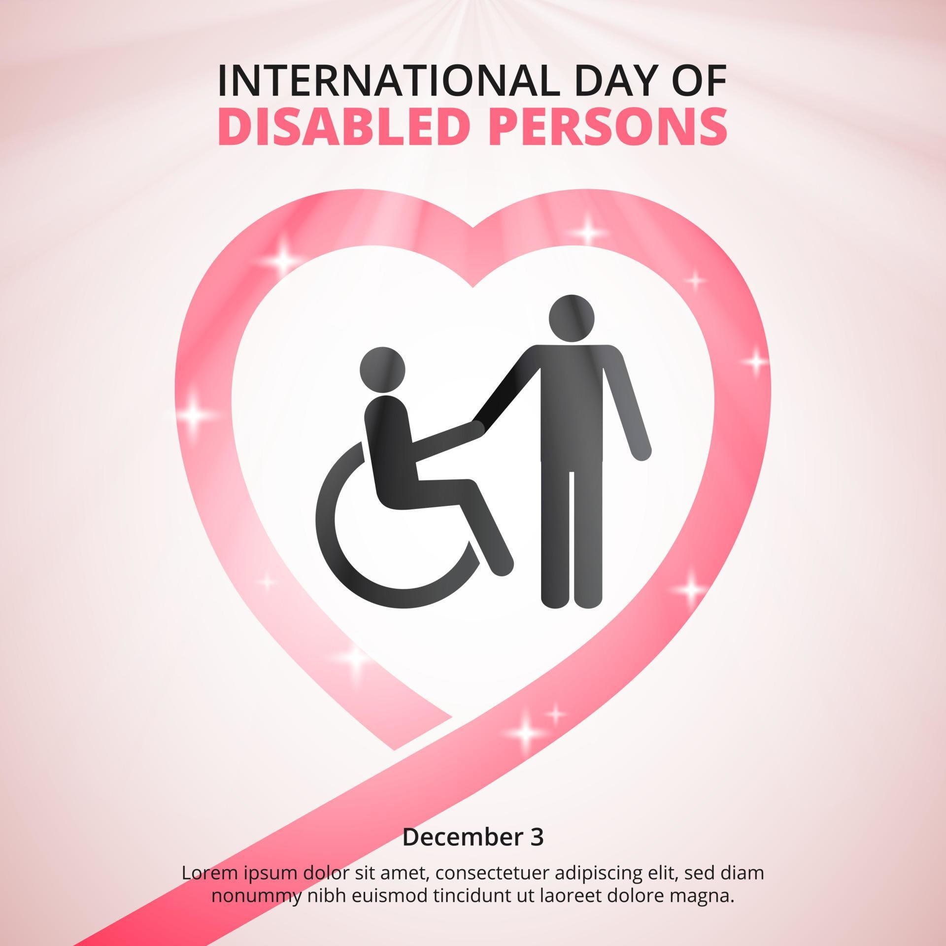International Day Of Disabled Persons Background With Love Ribbon And