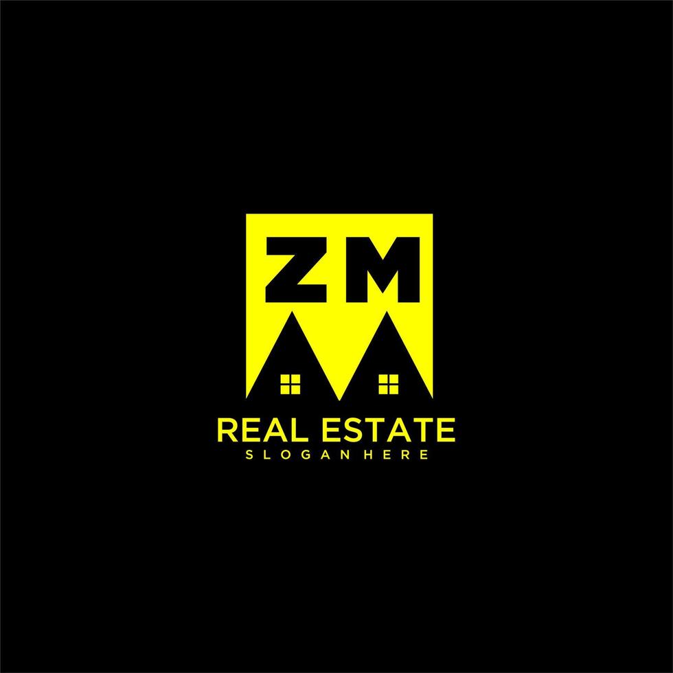 ZM initial monogram logo real estate in square style design 14069335 Vector Art at Vecteezy