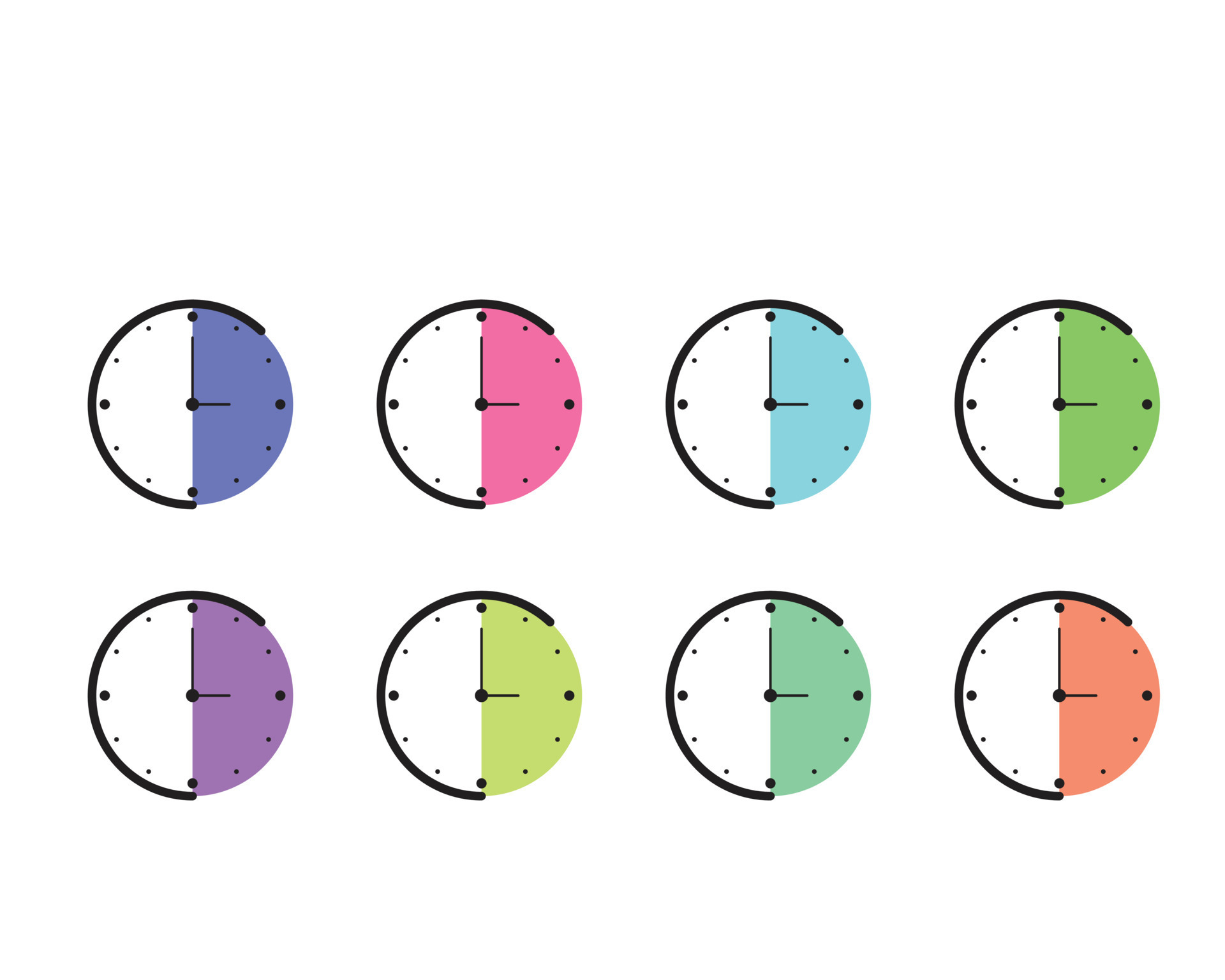 Colorful clocks icons vector stock images, fully editable, best ... Colorful clocks icons vector stock images, fully editable, best ...