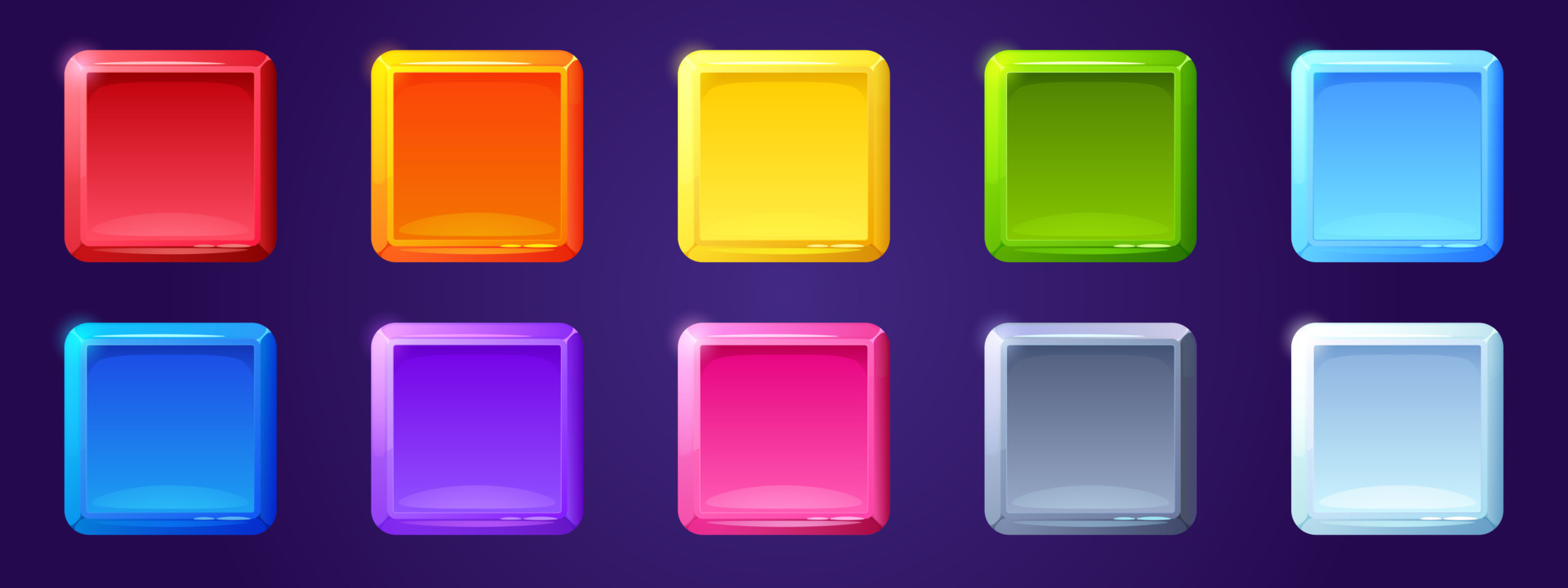 Set Of Game Ui App Icons Square Buttons For Menu 14070992 Vector Art