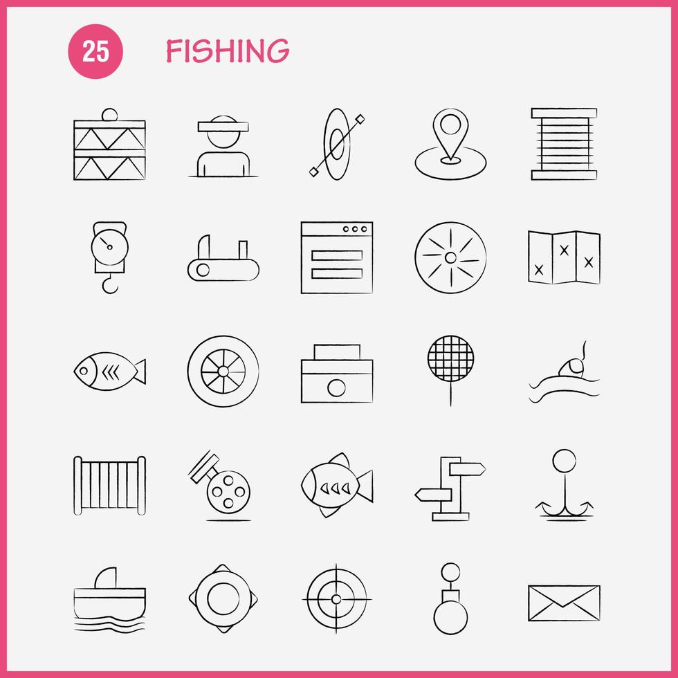 paquete de iconos dibujados a mano de pesca para diseñadores y desarrolladores 14071041 Vector ...