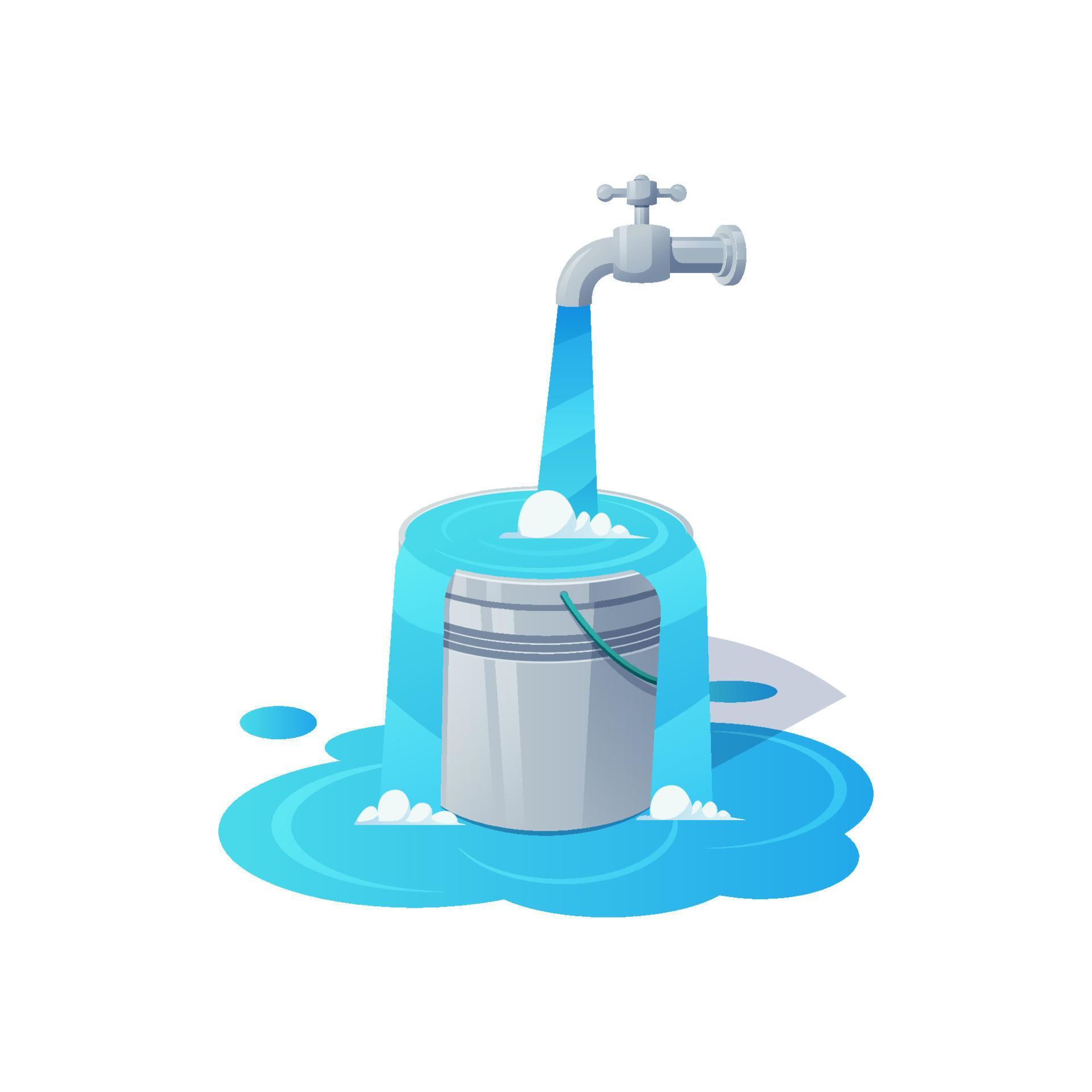 Illustration fill the bucket until it overflows. vector image. 14071352 Vector Art at Vecteezy