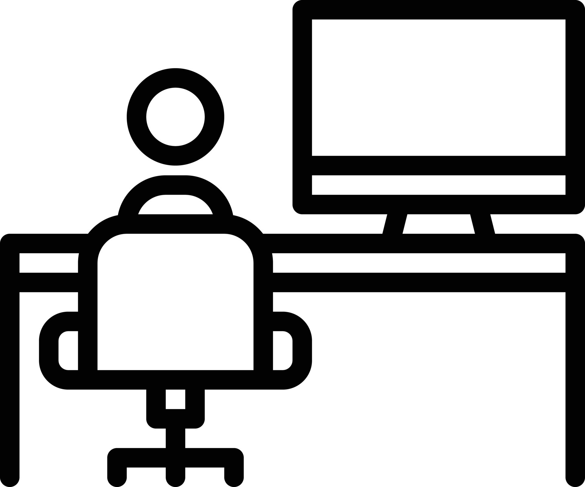 working employee computer desk operator - outline icon 14072217 Vector ...
