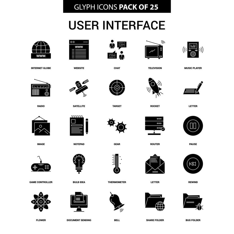User Interface Glyph Vector Icon set 14072961 Vector Art at Vecteezy
