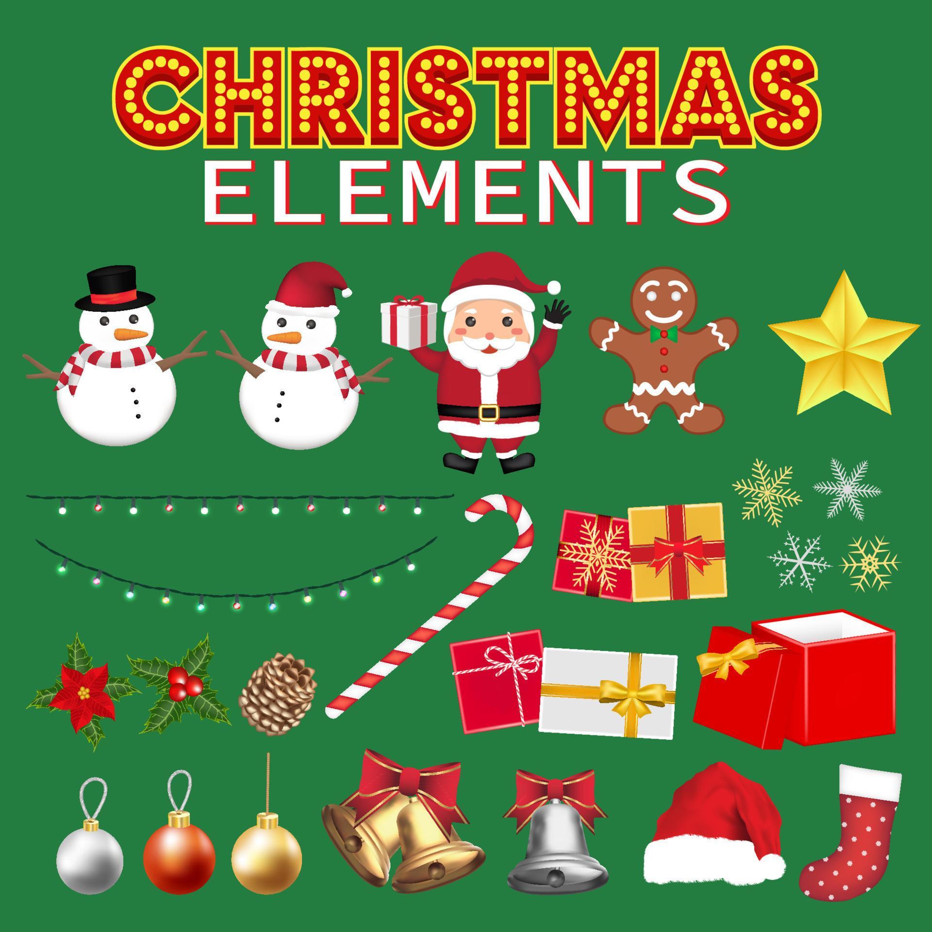 Christmas Elements Set 14072997 Vector Art at Vecteezy
