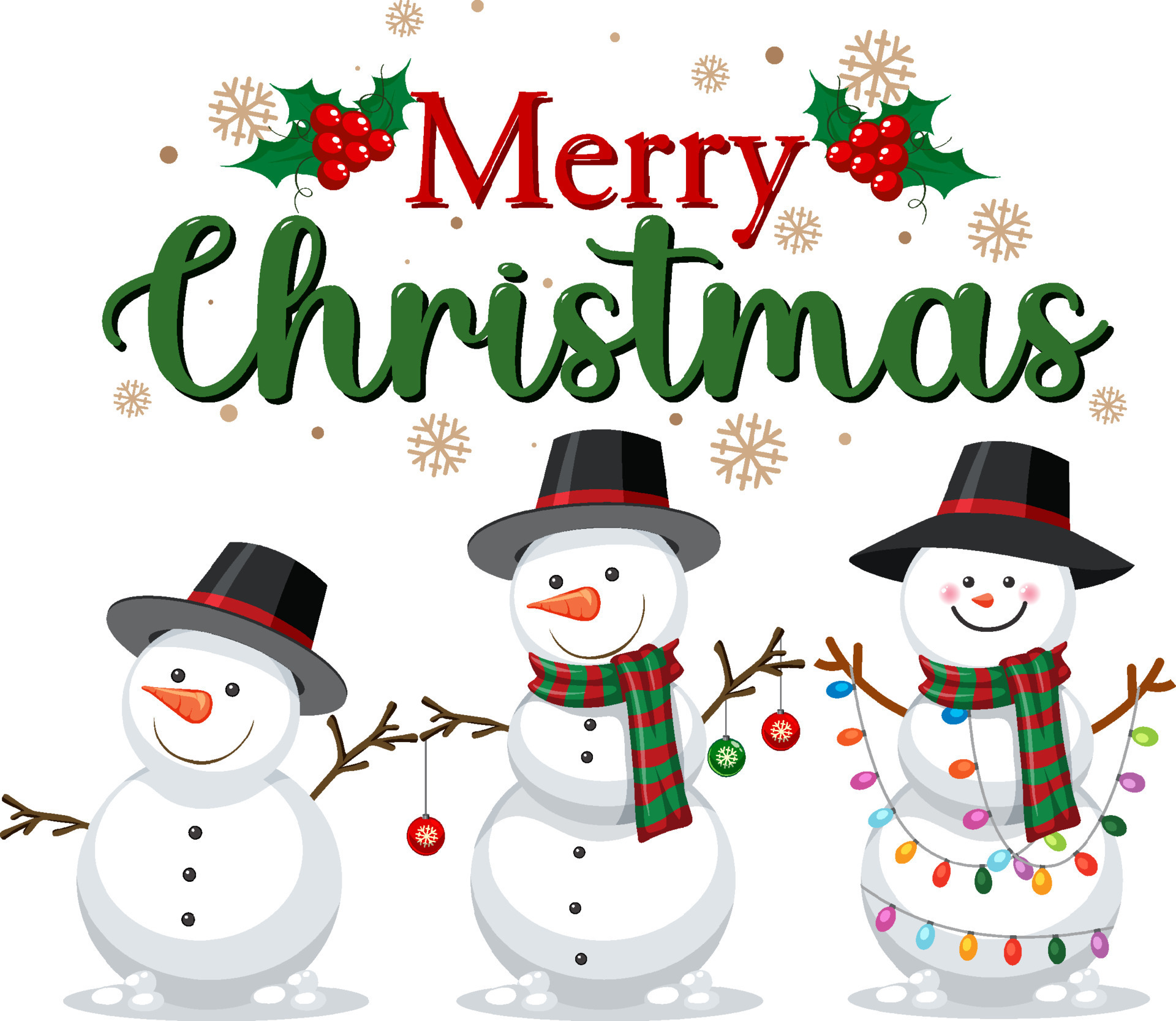 Merry Christmas Text With Snowman 14073851 Vector Art At Vecteezy