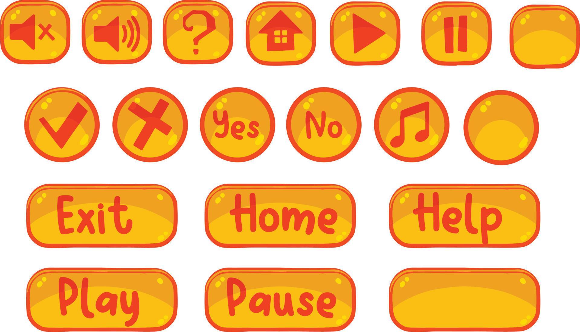 Set of different yellow button for game or site 14075163 Vector Art at Vecteezy