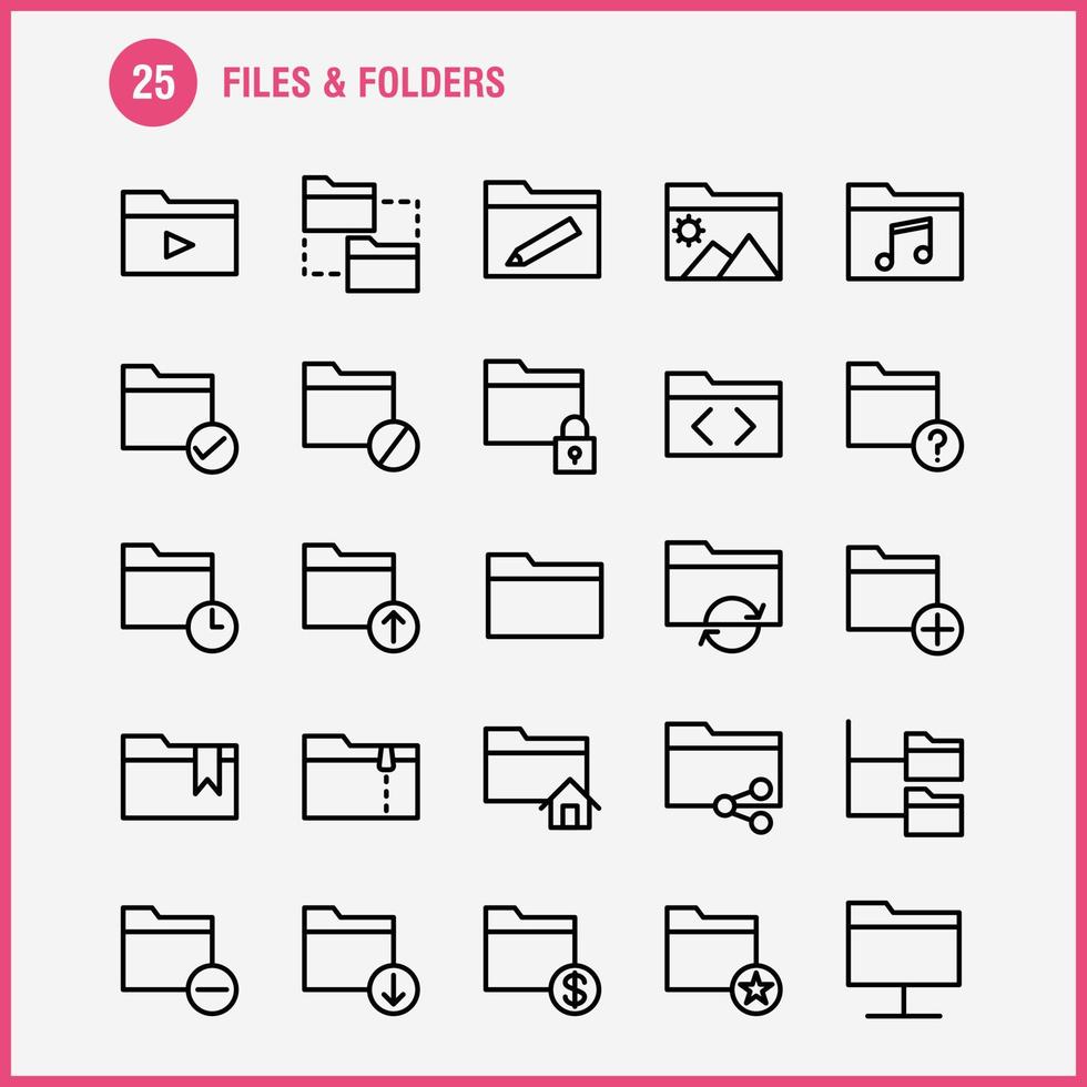Files And Folders Line Icon Pack For Designers And Developers Icons Of ...