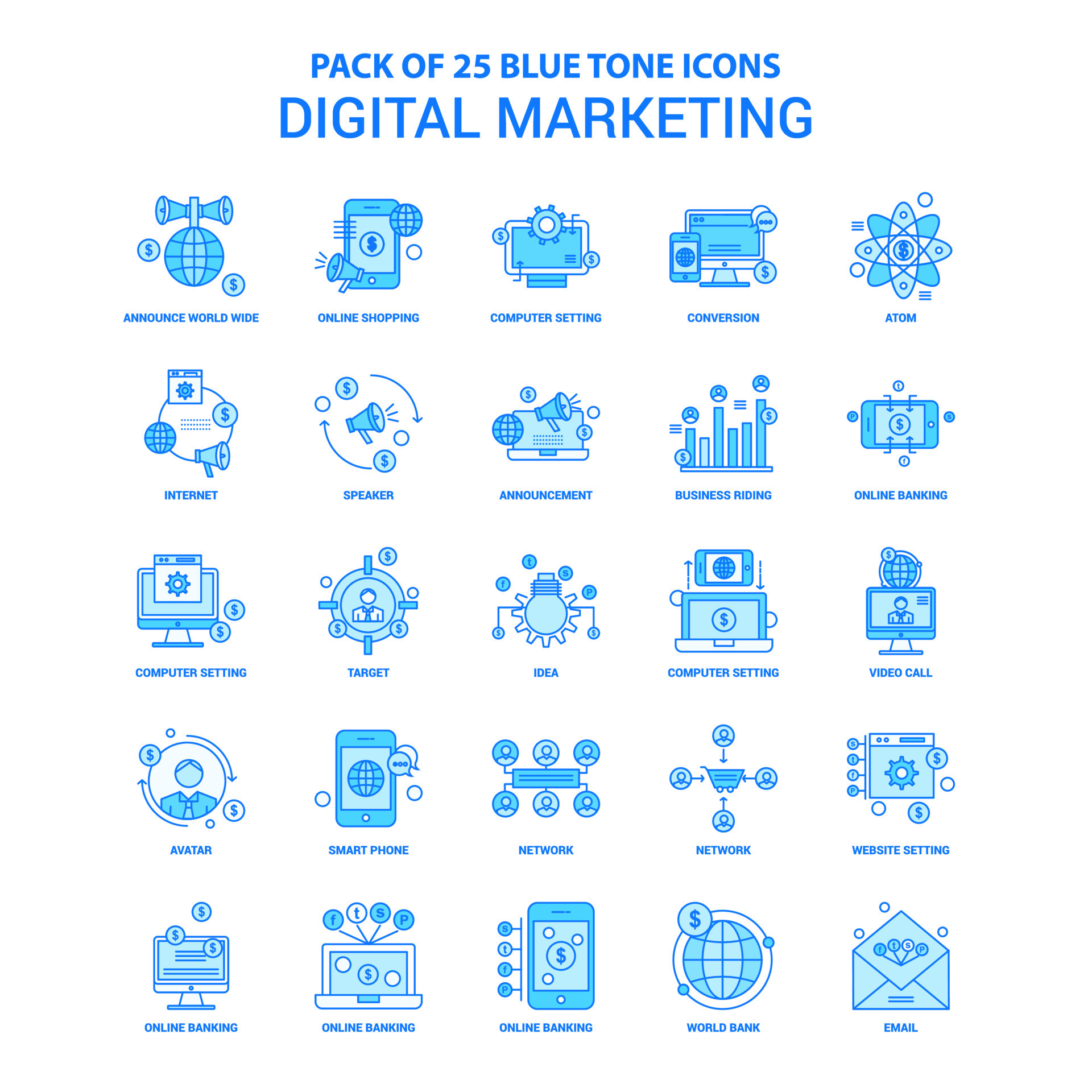 Digital Marketing Blue Tone Icon Pack 25 Icon Sets 14075220 Vector Art ... Digital Marketing Blue Tone Icon Pack 25 Icon Sets 14075220 Vector Art ...