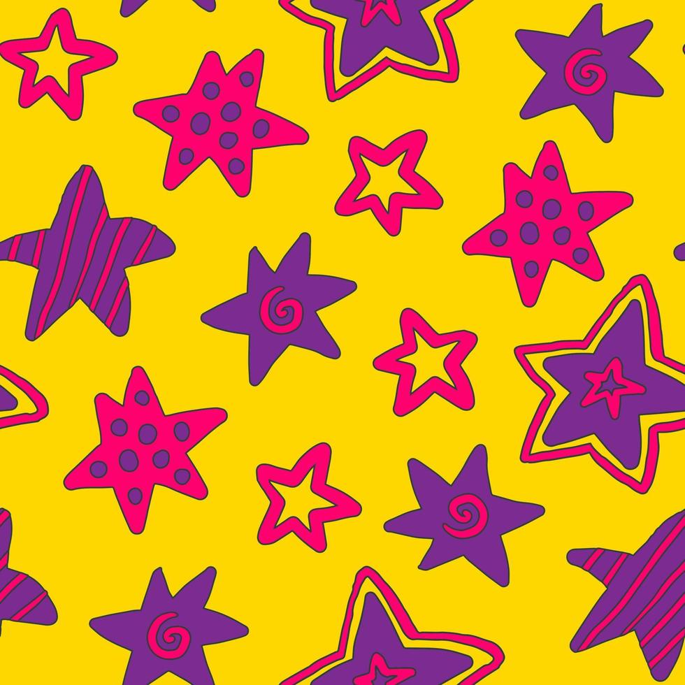 Abstract vibrant groovy seamless pattern with stars 14079365 Vector Art ...