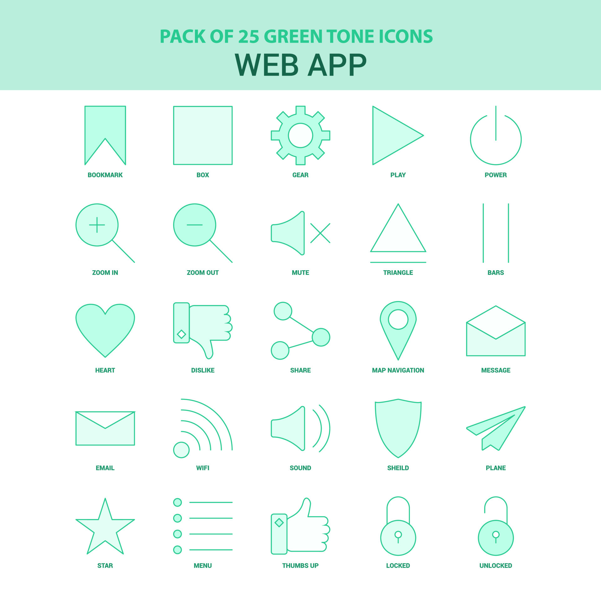 25 Green Web App Icon Set 14080485 Vector Art At Vecteezy