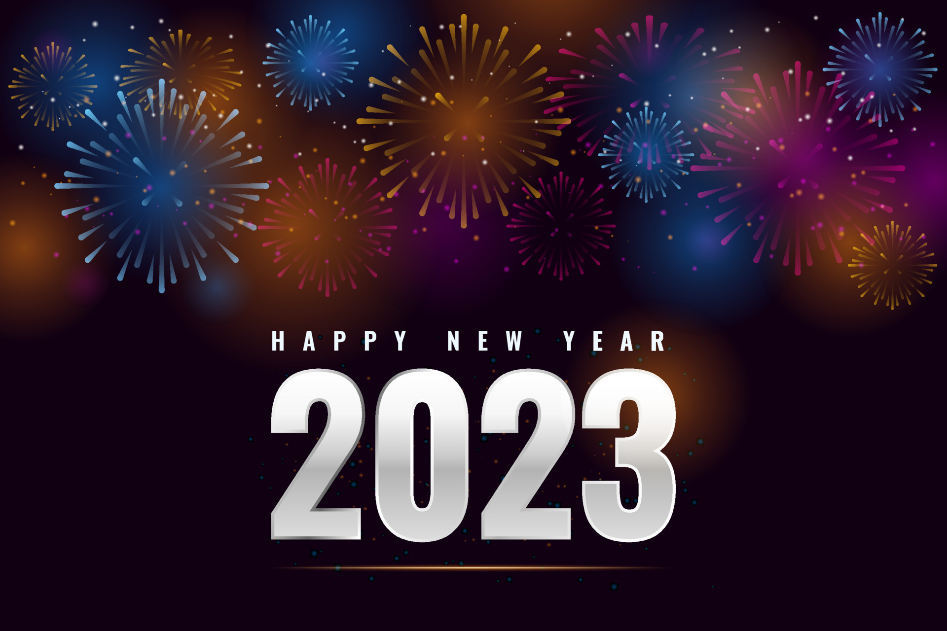 Happy new year 2023 Abstract background banner with fireworks. Holiday greeting card design ...