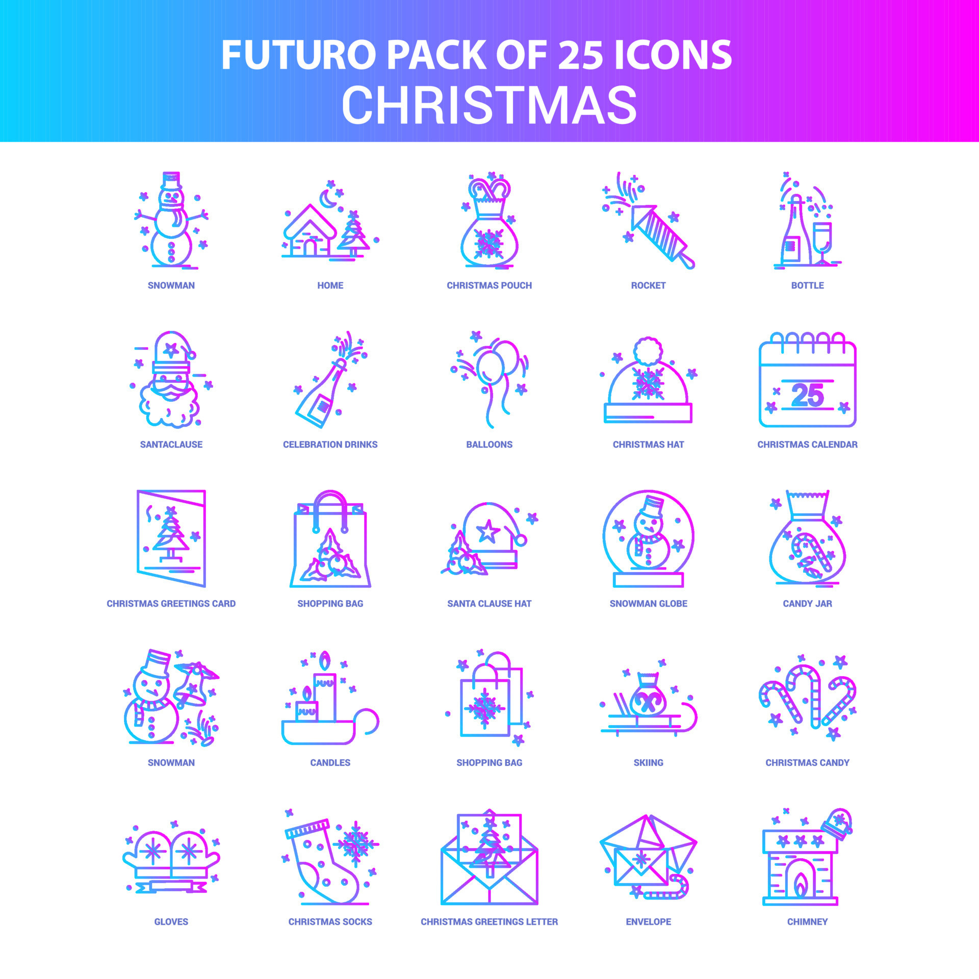 25 Blue and Pink Futuro Christmas Icon Pack 14120861 Vector Art at Vecteezy