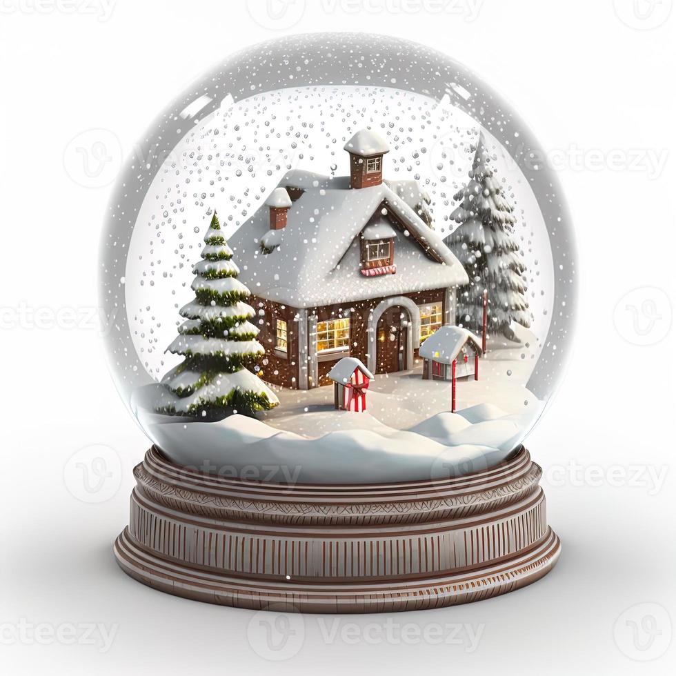 3d christmas snow globe on isolated white background. Holiday ...