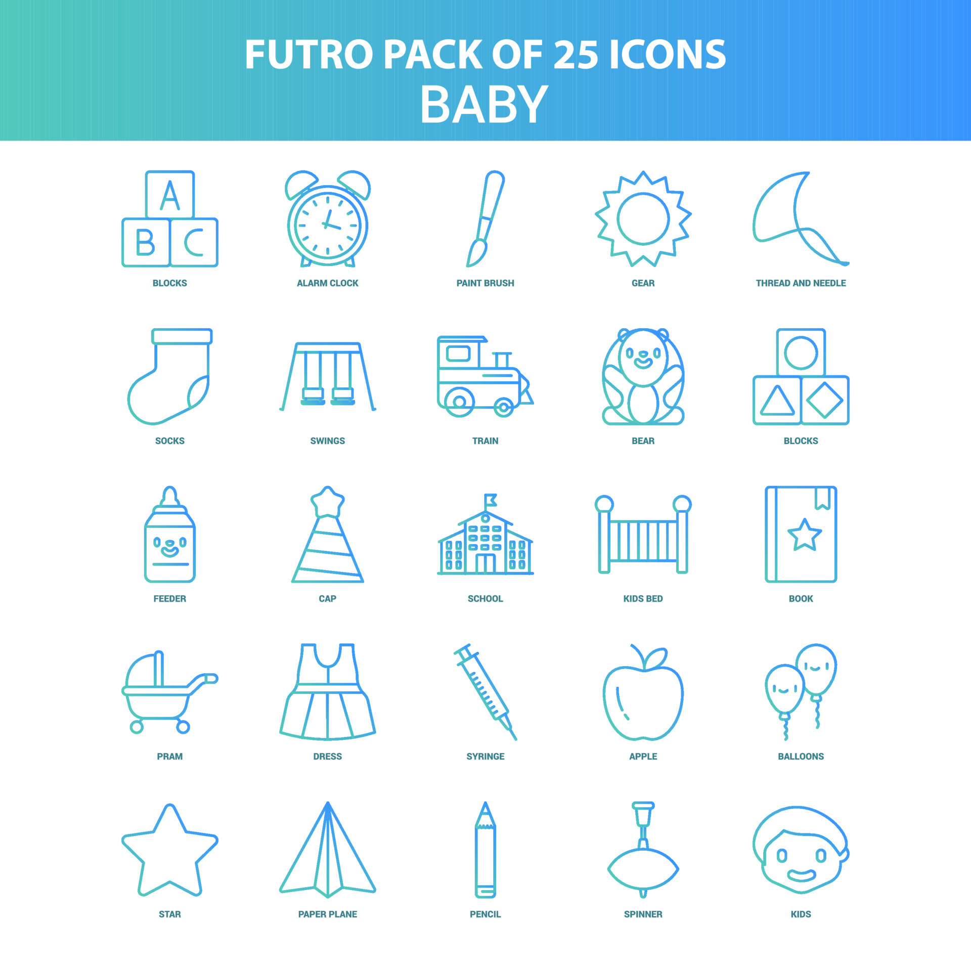 25 Green and Blue Futuro Baby Icon Pack 14125727 Vector Art at Vecteezy