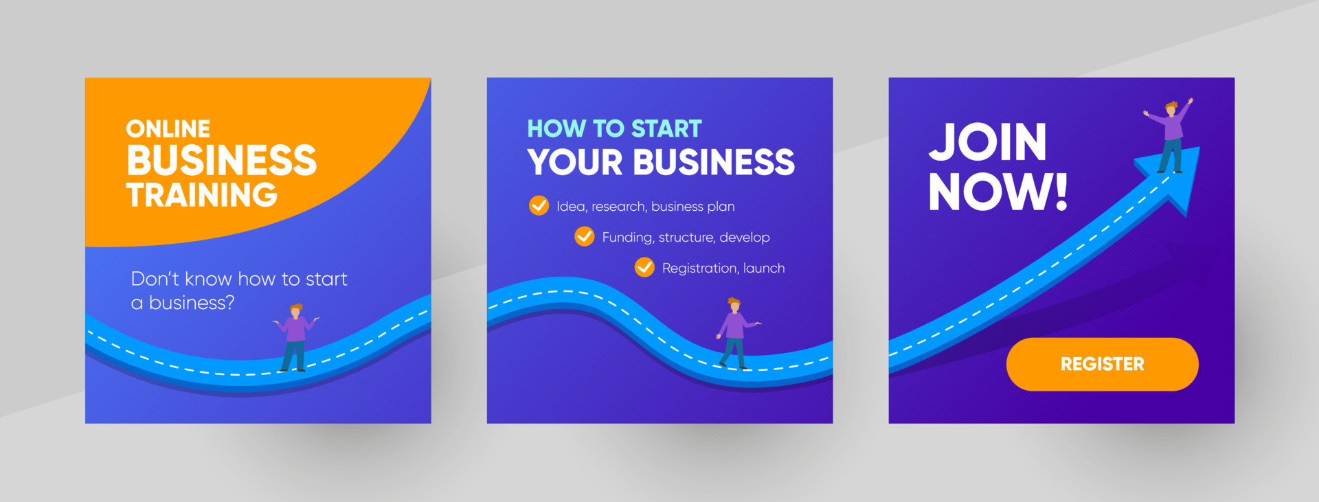 Business marketing training webinar social media carousel banner. Background and illustration ...