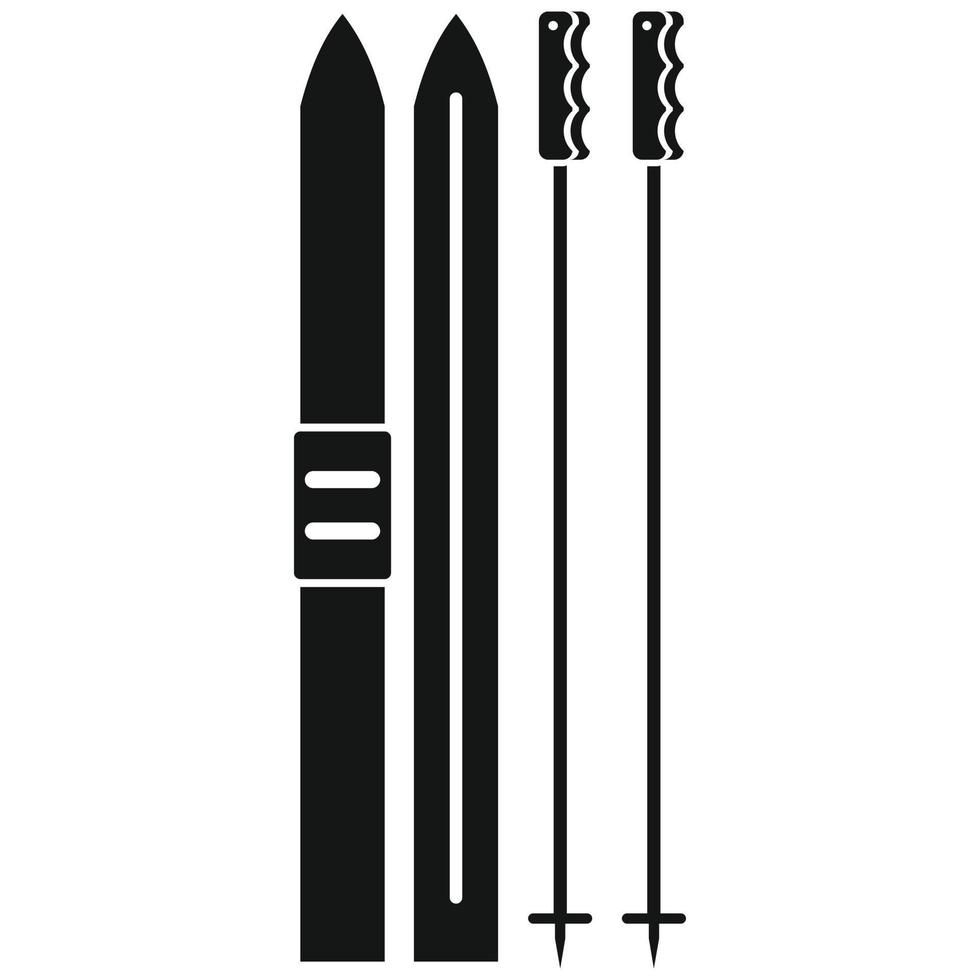 Skis with sticks icon, black simple style 14150838 Vector Art at Vecteezy