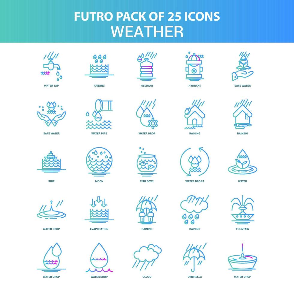 25 Green and Blue Futuro Weather Icon Pack 14156171 Vector Art at Vecteezy