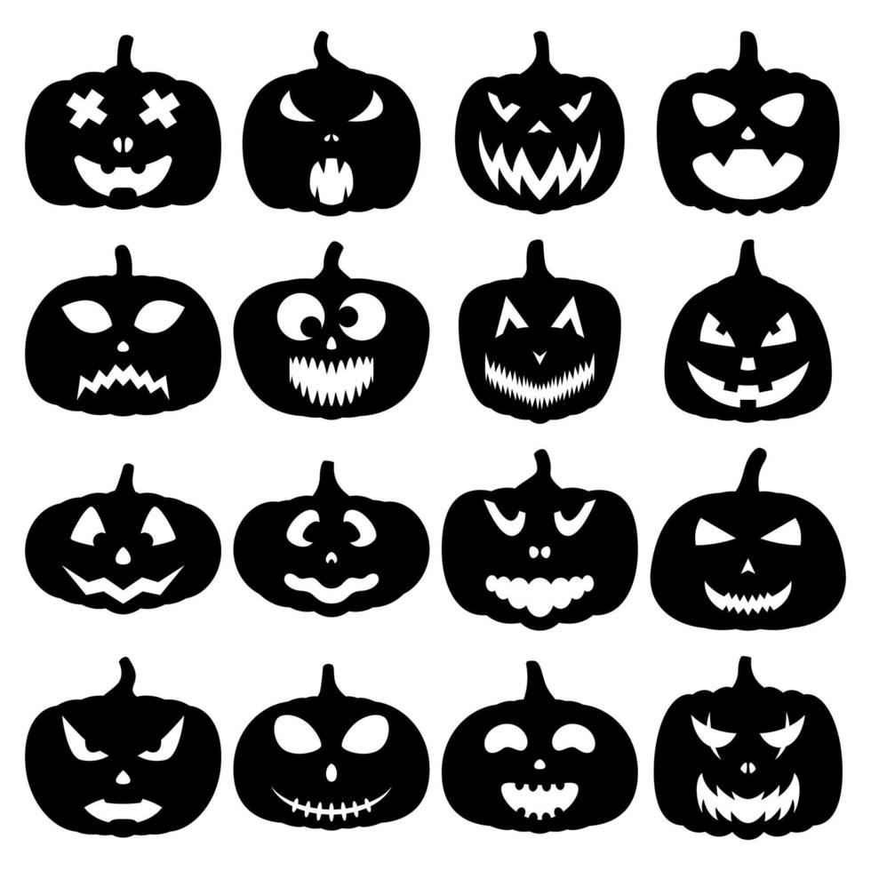 Halloween Pumpkin Face Collection Vector Illustration 14157703 Vector Art At Vecteezy