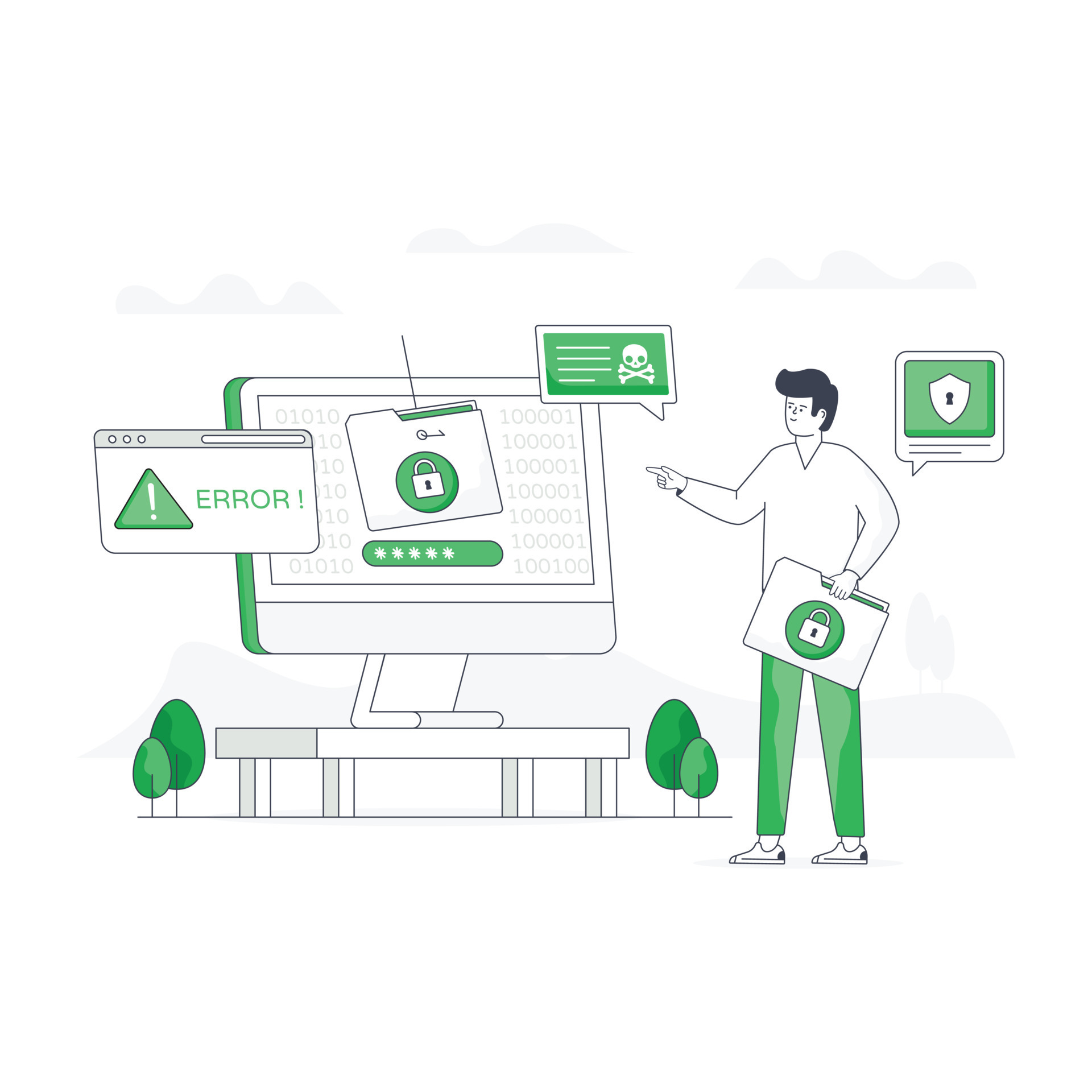 A skillfully crafted flat illustration of data hacking 14158850 Vector ...