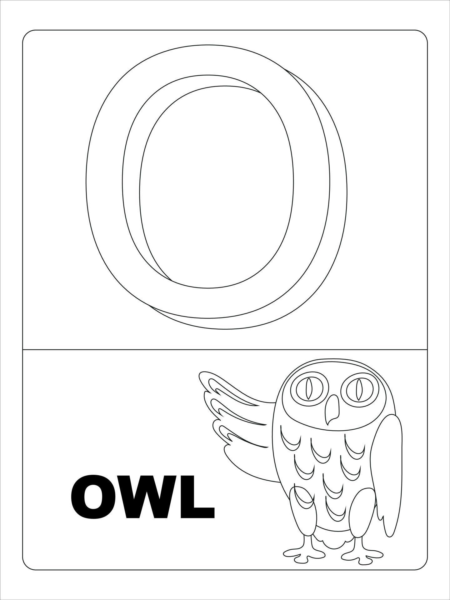 Alphabet Animal Coloring page for kids line art 14159112 Vector Art at ...