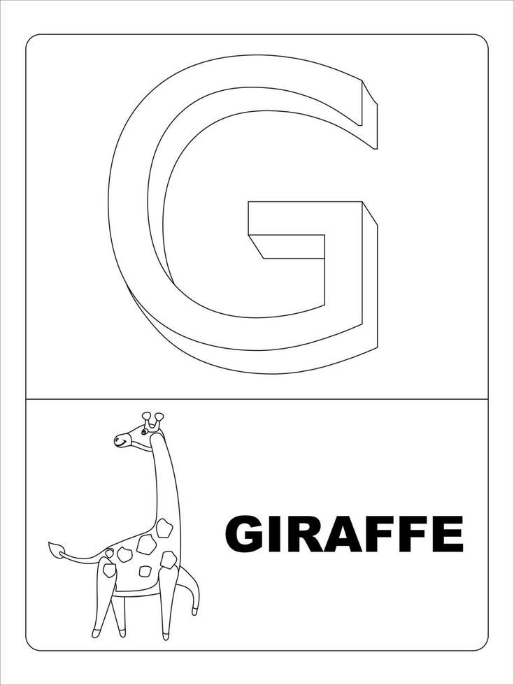 Alphabet Animal Coloring page for kids line art 14159115 Vector Art at ...