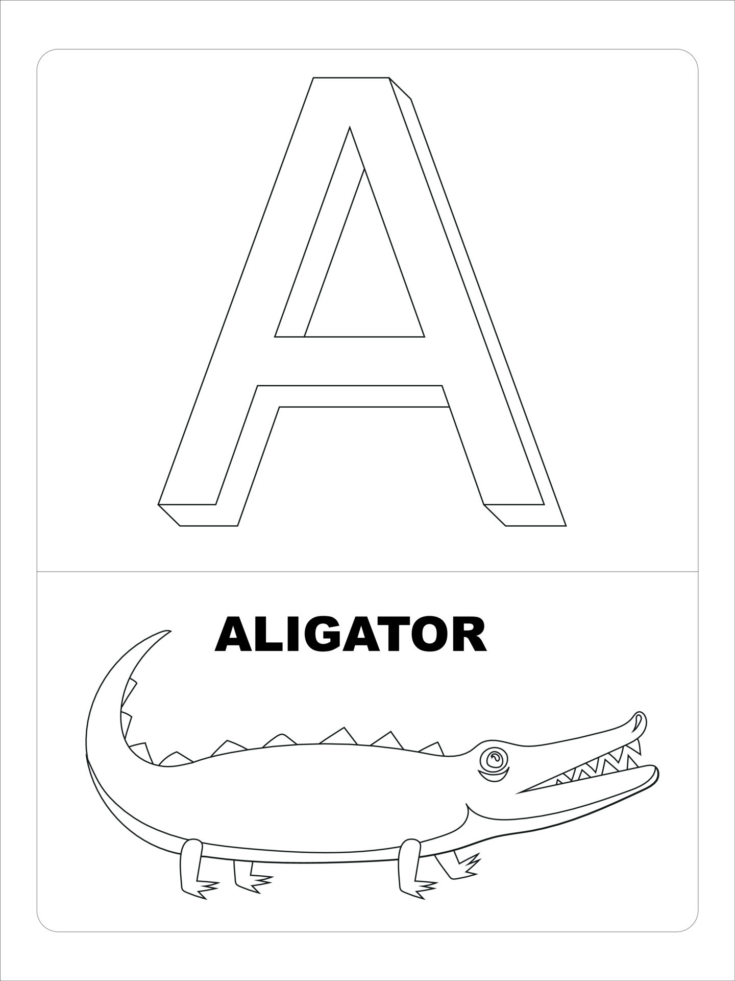 Alphabet Animal Coloring page for kids line art 14159116 Vector Art at ...