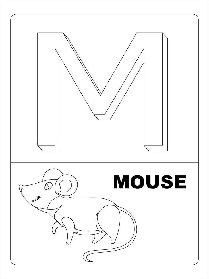Alphabet Animal Coloring page for kids line art 14159118 Vector Art at ...