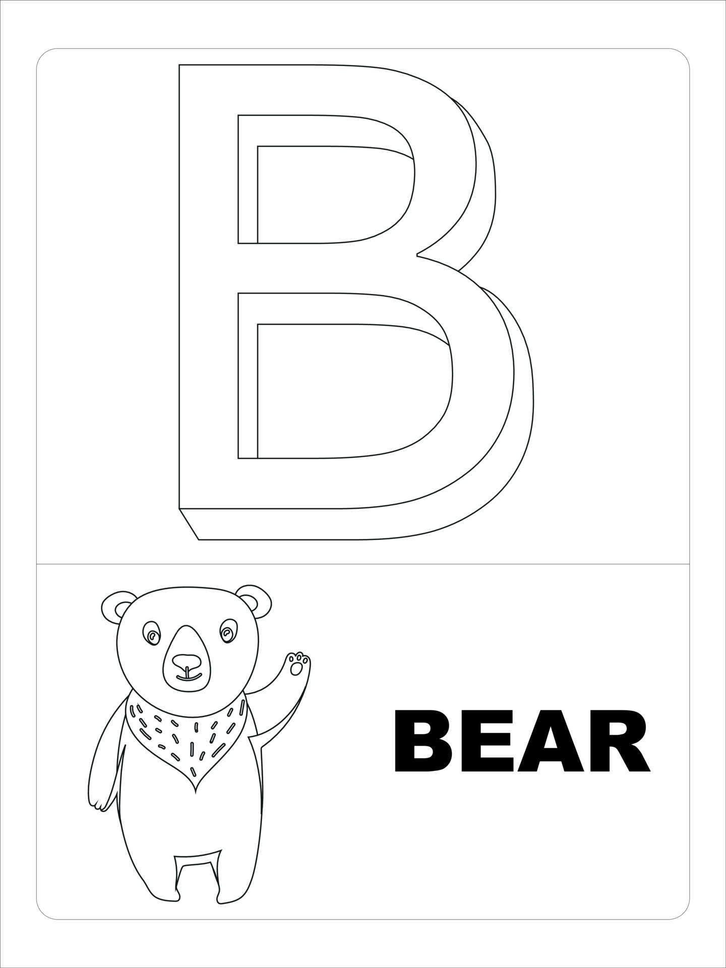 Alphabet Animal Coloring page for kids line art 14159119 Vector Art at ...