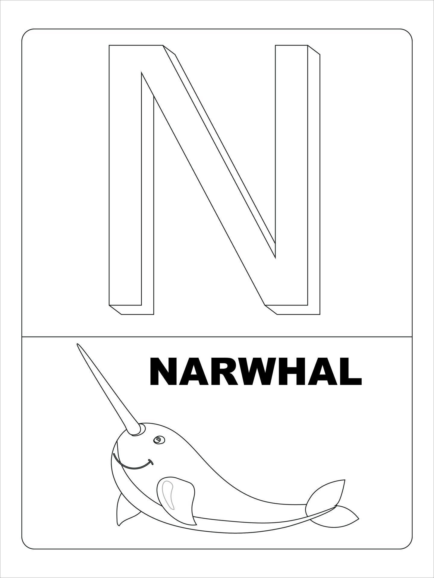 Alphabet Animal Coloring page for kids line art 14159127 Vector Art at ...