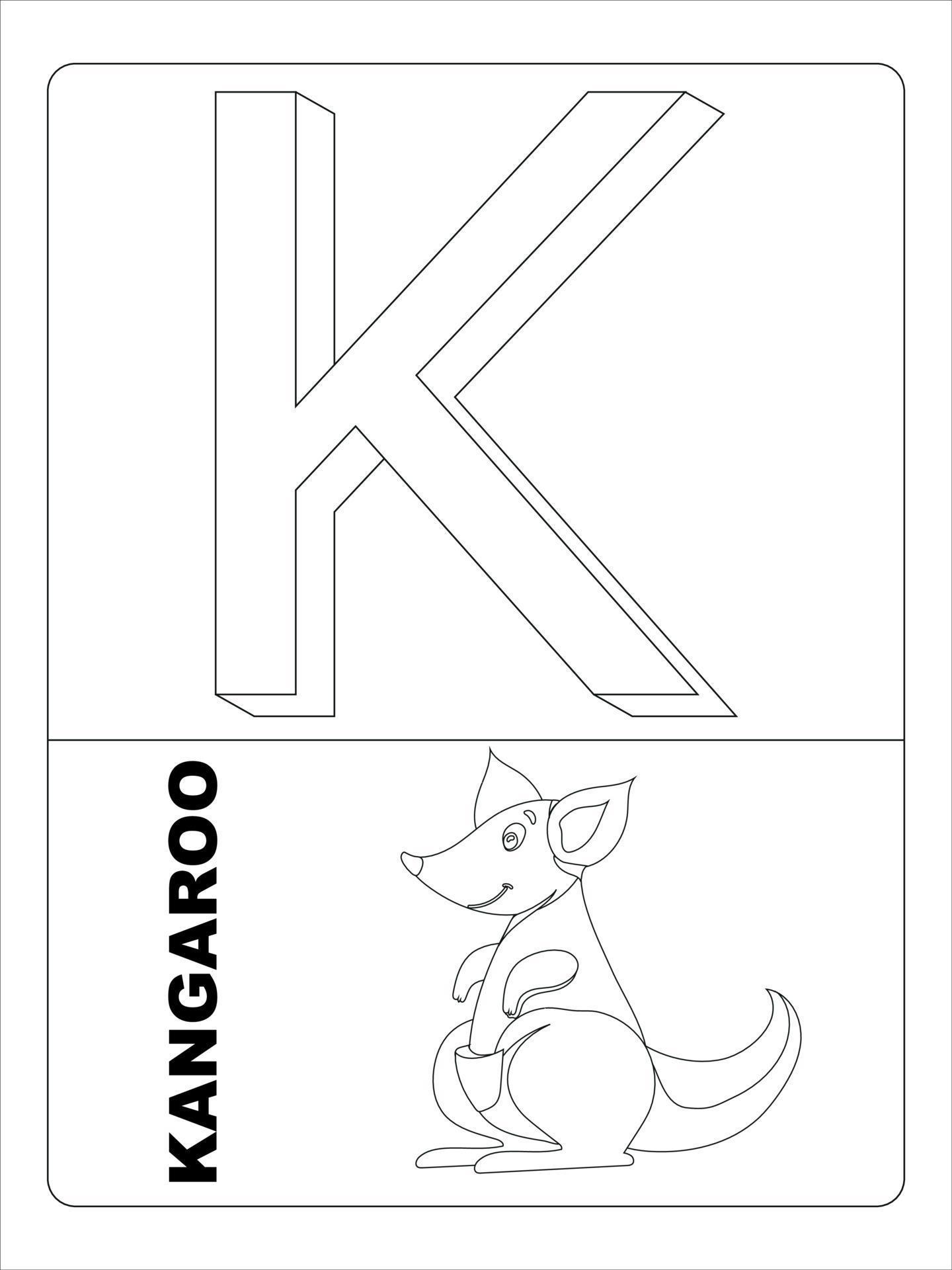 Alphabet Animal Coloring page for kids line art 14159130 Vector Art at ...