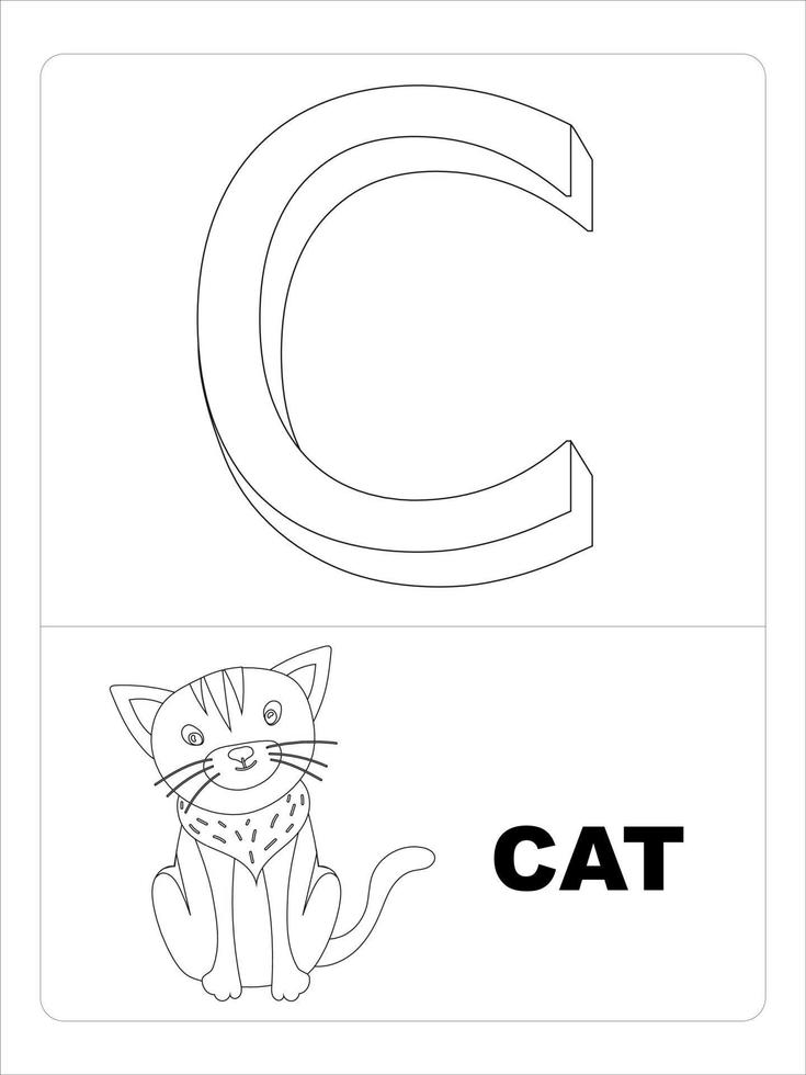 Alphabet Animal Coloring page for kids line art 14159135 Vector Art at ...