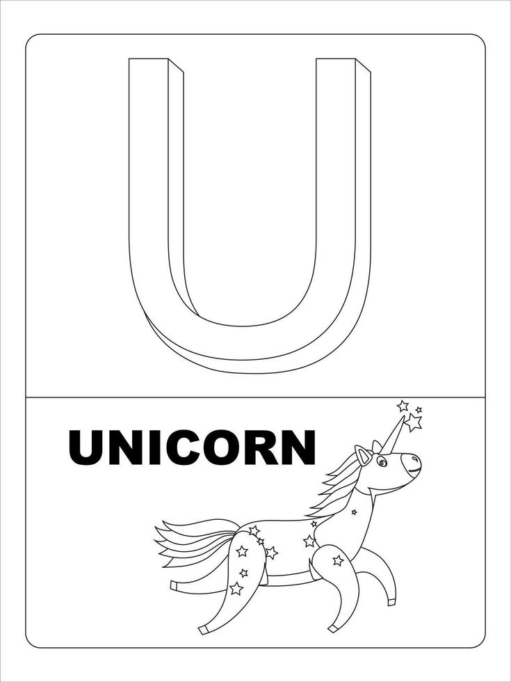 Alphabet Animal Coloring page for kids line art 14159136 Vector Art at ...
