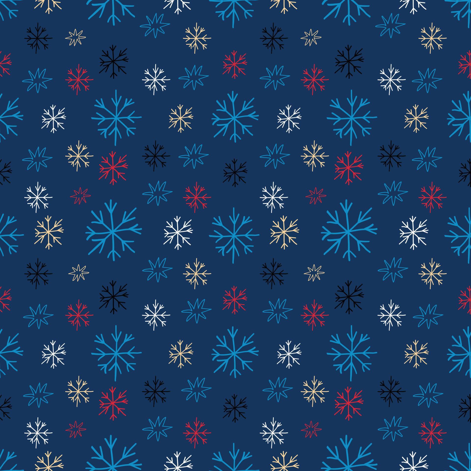 Seamless pattern with white snowflakes against blue background 14159350 ...