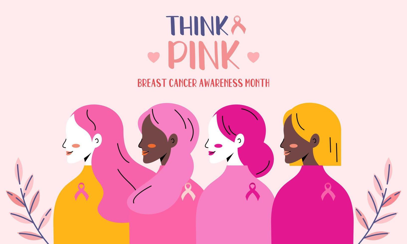 Think Pink Breast Cancer Awareness Month Illustration 14159462 Vector