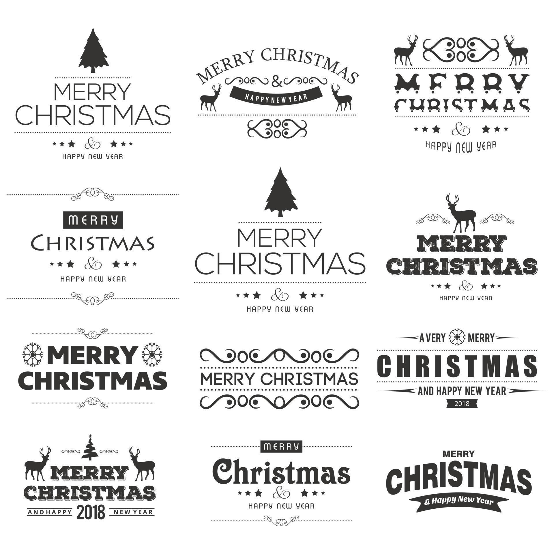 Merry Christmas Typography Set Vector 14161772 Vector Art At Vecteezy