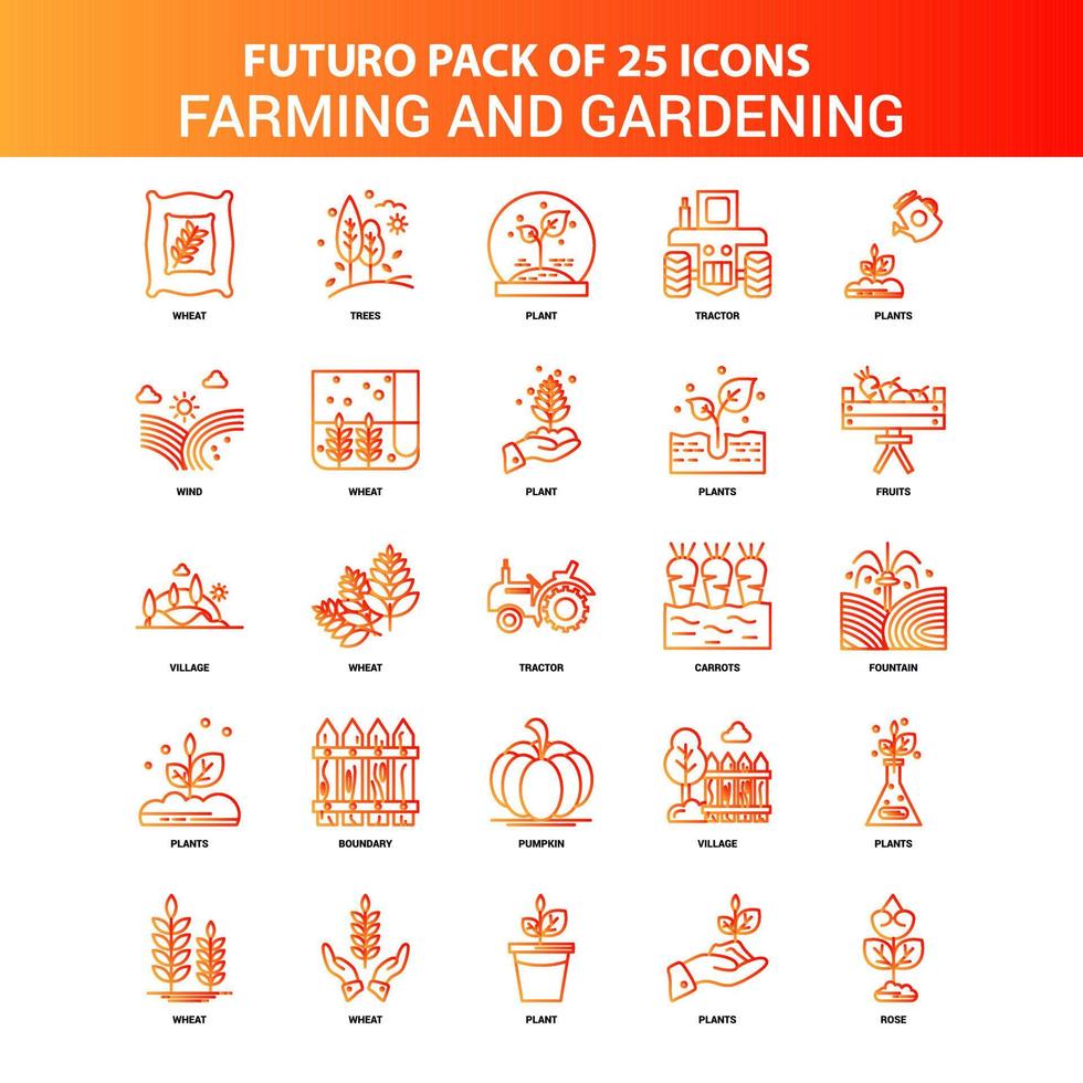 Orange Futuro 25 Farming and Gardening Icon Set 14161870 Vector Art at Vecteezy