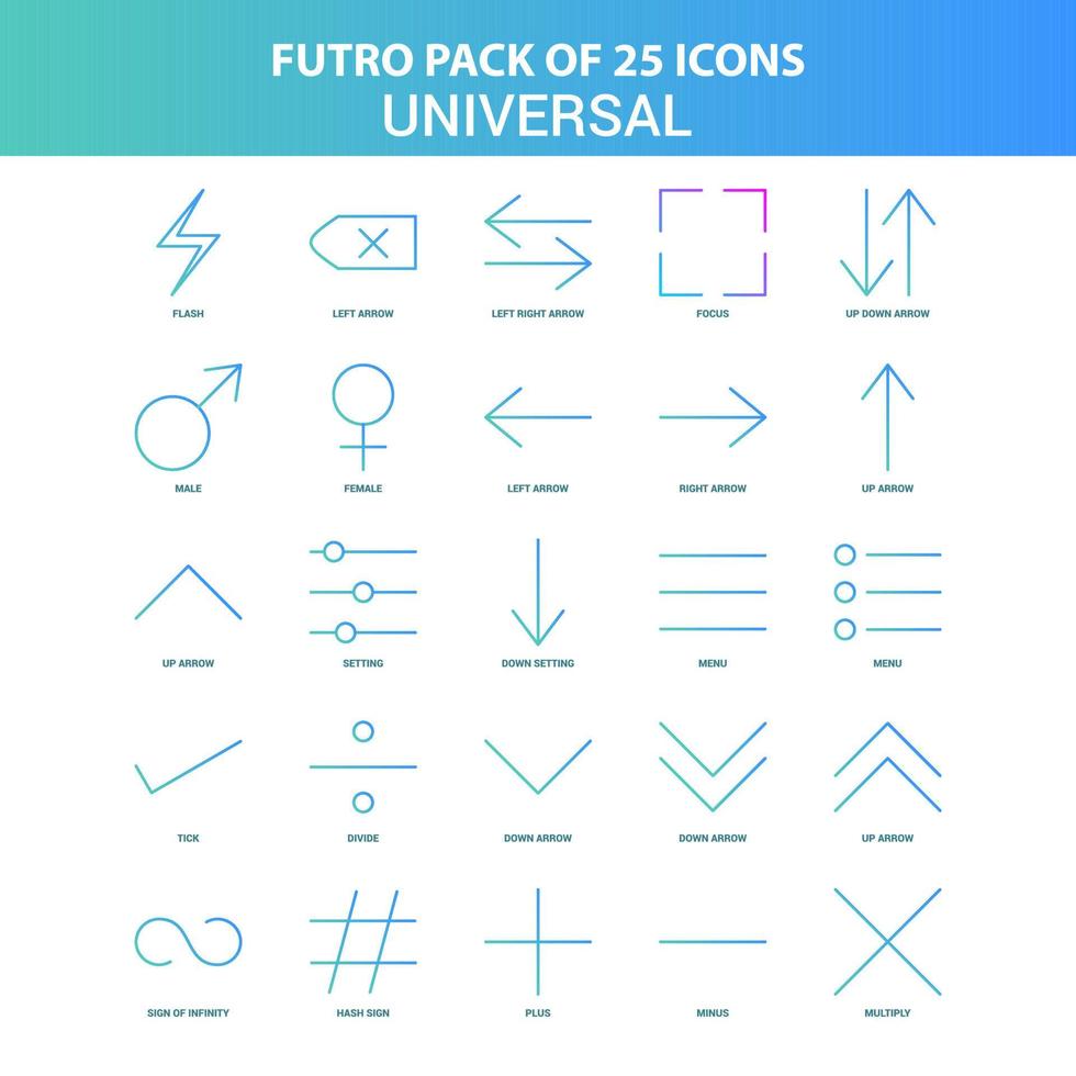 25 Green and Blue Futuro Universal Icon Pack 14161871 Vector Art at ...