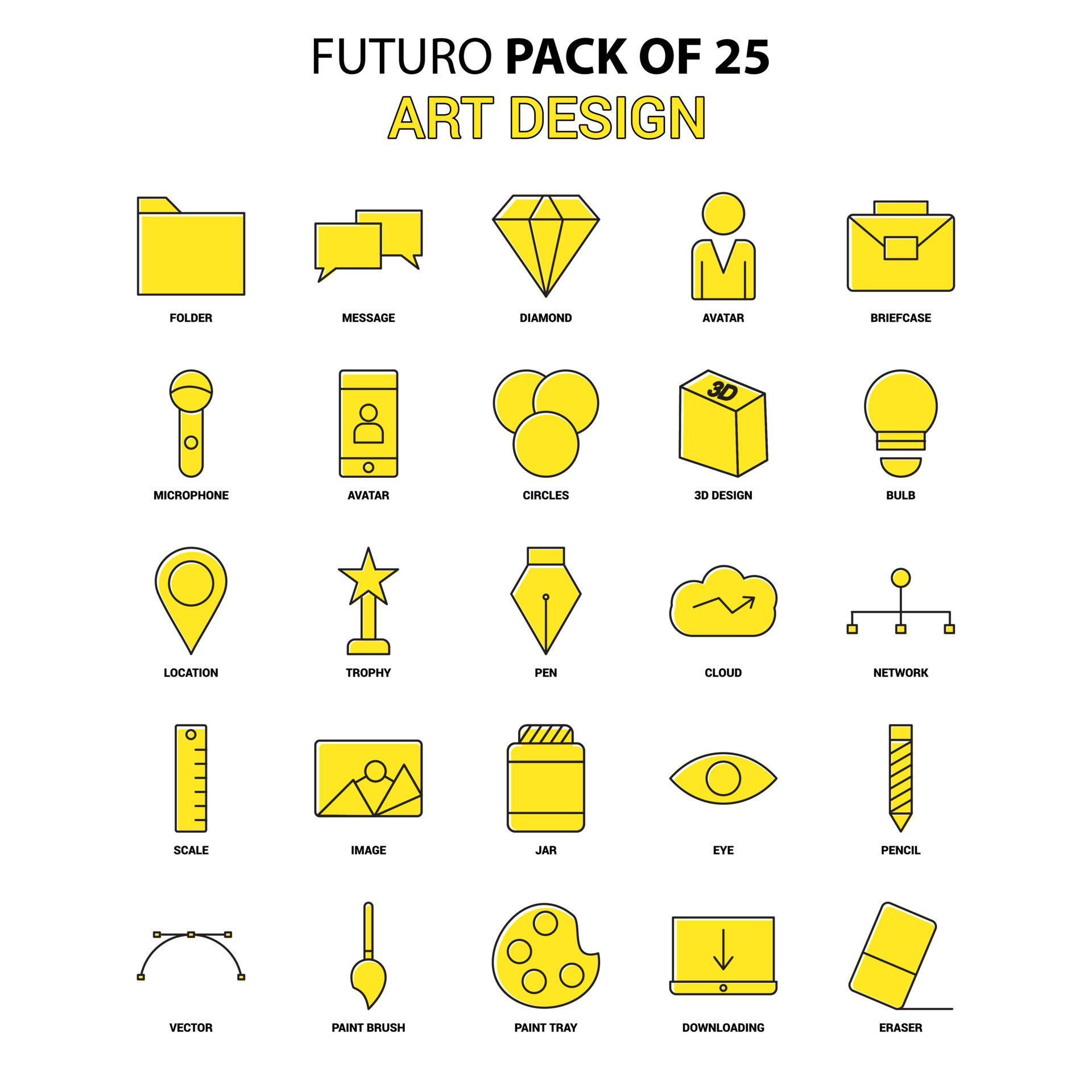 Art and Design Icon Set Yellow Futuro Latest Design icon Pack 14162796 ...
