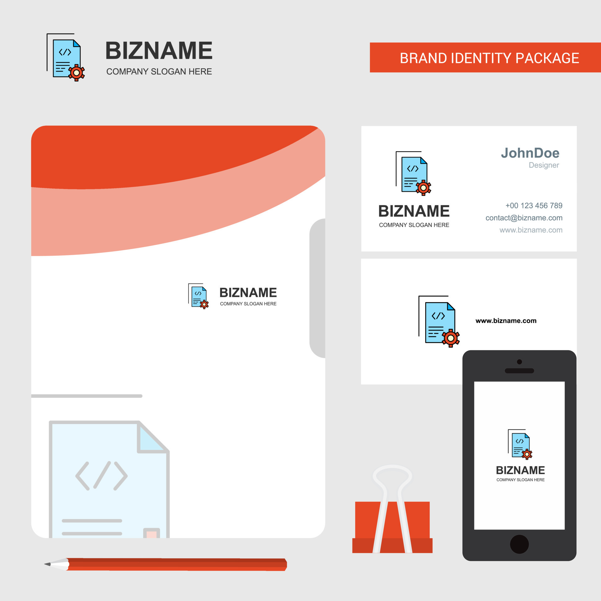 Coding Business Logo File Cover Visiting Card and Mobile App Design ...