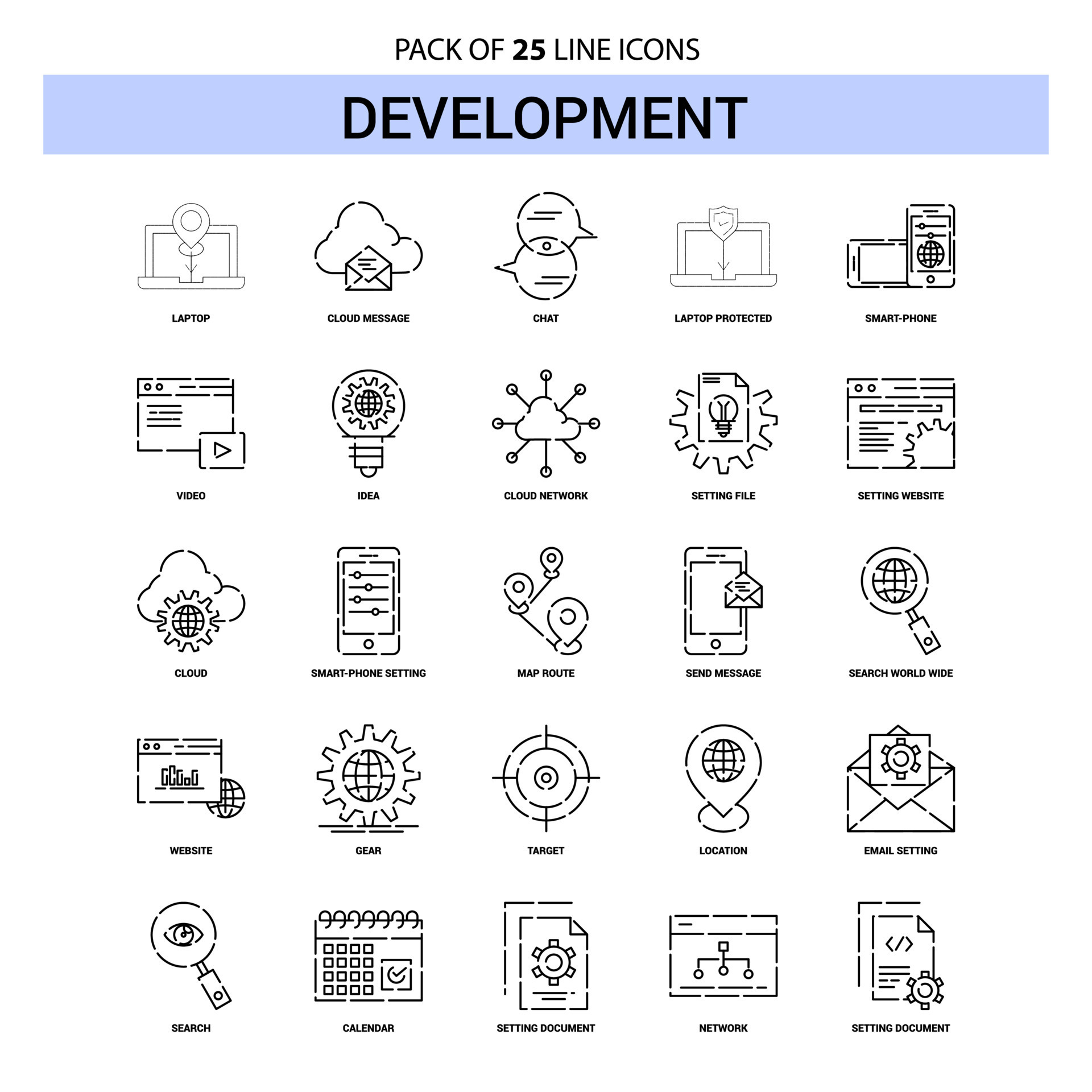 Development Line Icon Set 25 Dashed Outline Style 14164506 Vector Art ... Development Line Icon Set 25 Dashed Outline Style 14164506 Vector Art ...