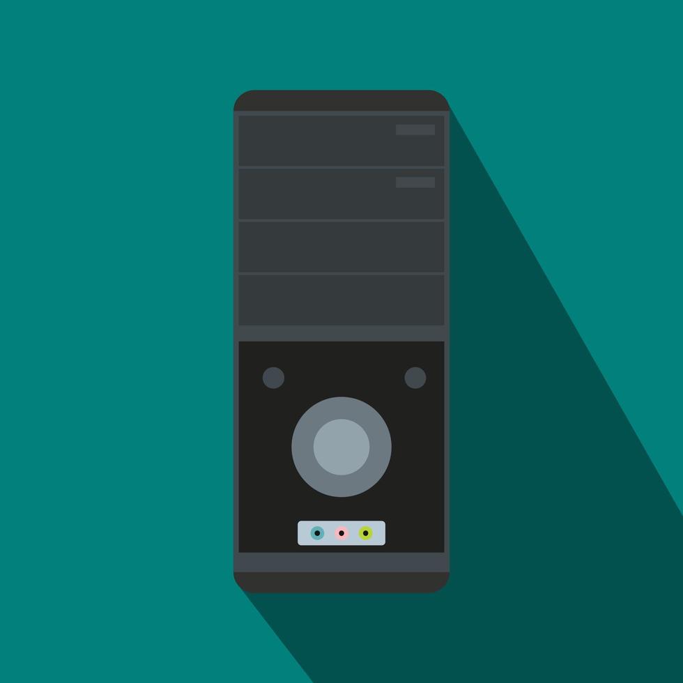 Black computer system unit icon, flat style 14165314 Vector Art at Vecteezy