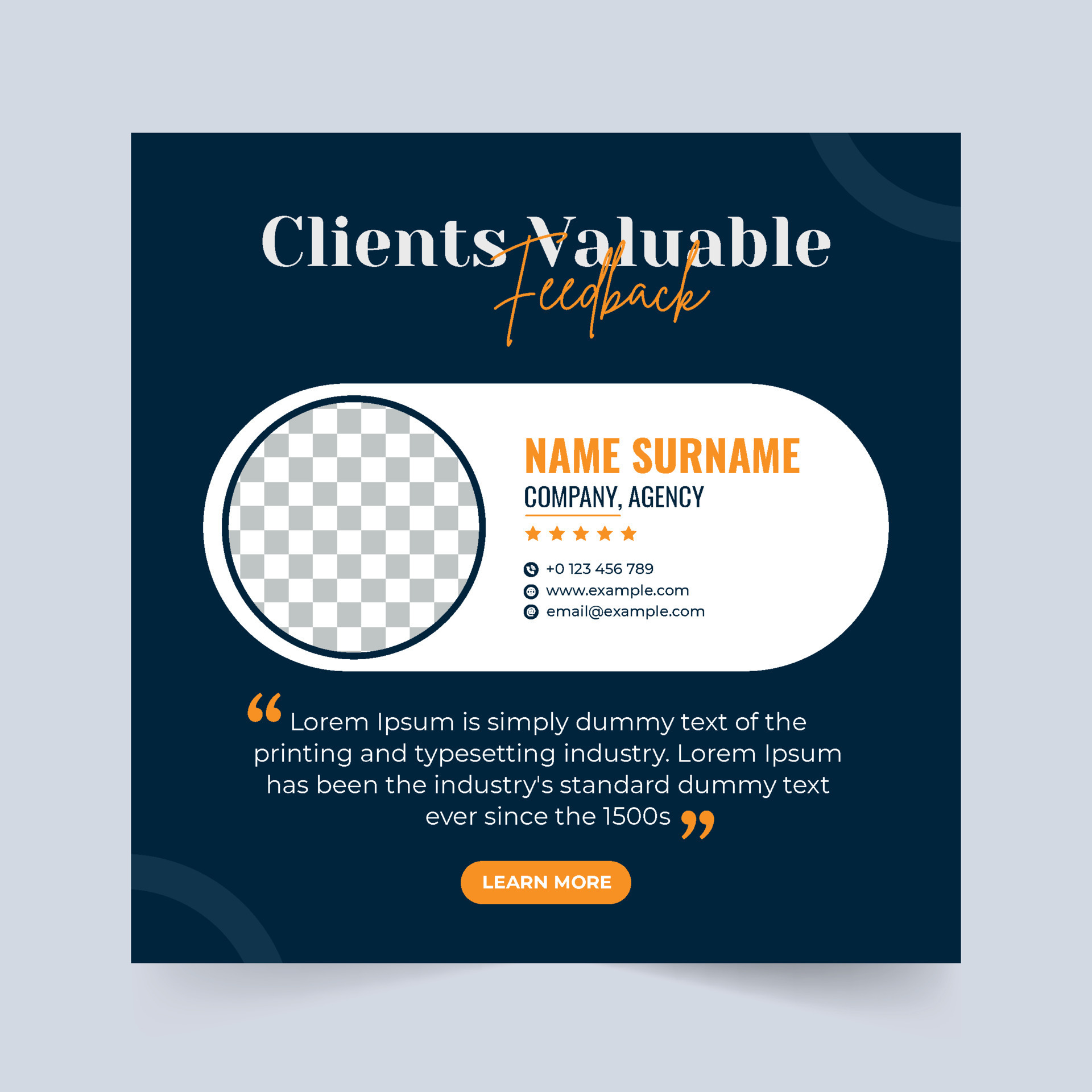 Customer Feedback Testimonial With Star Rating Section Customer Service Feedback Layout With