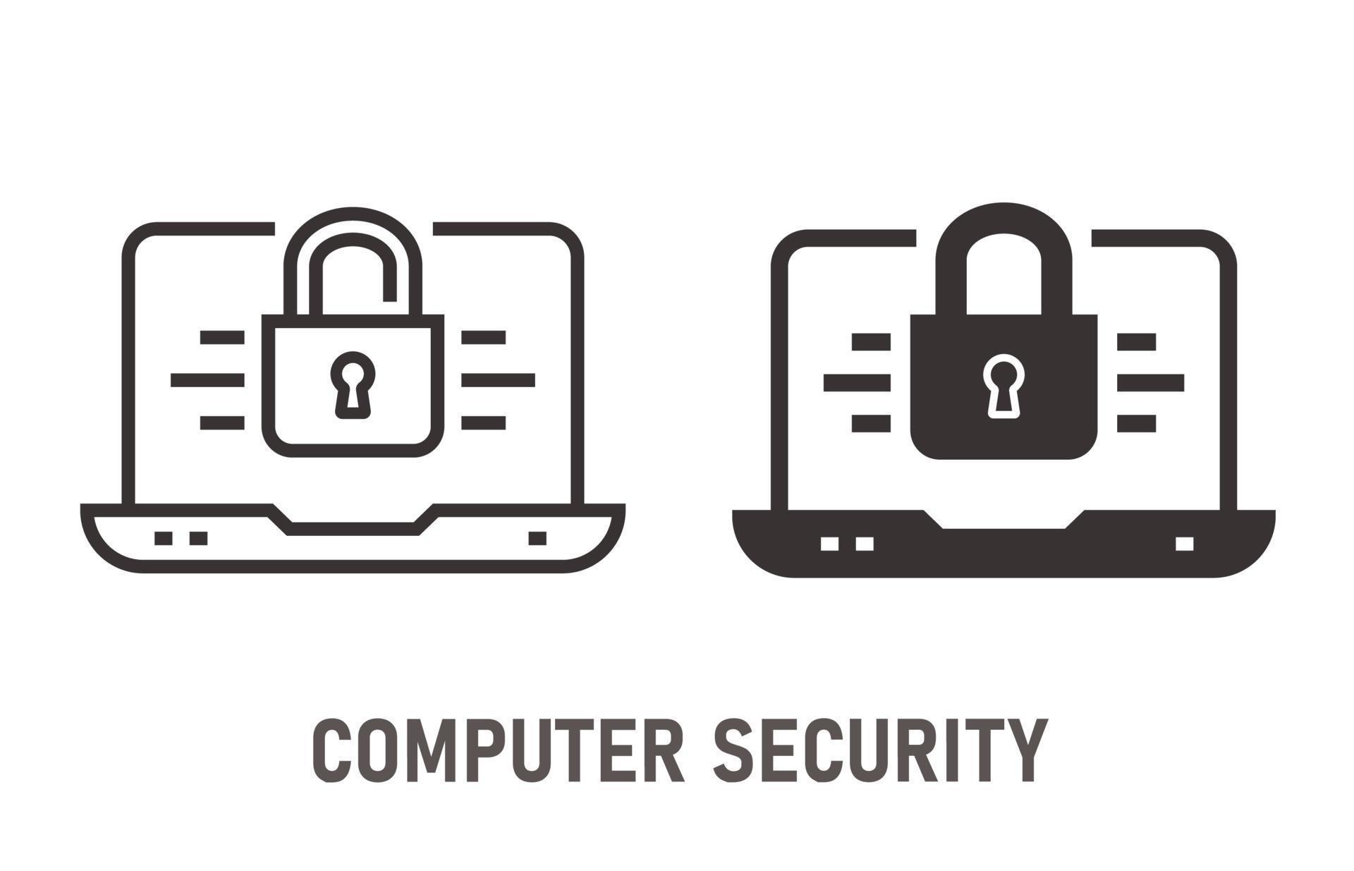 Computer security icon on white background. Vector illustration ...