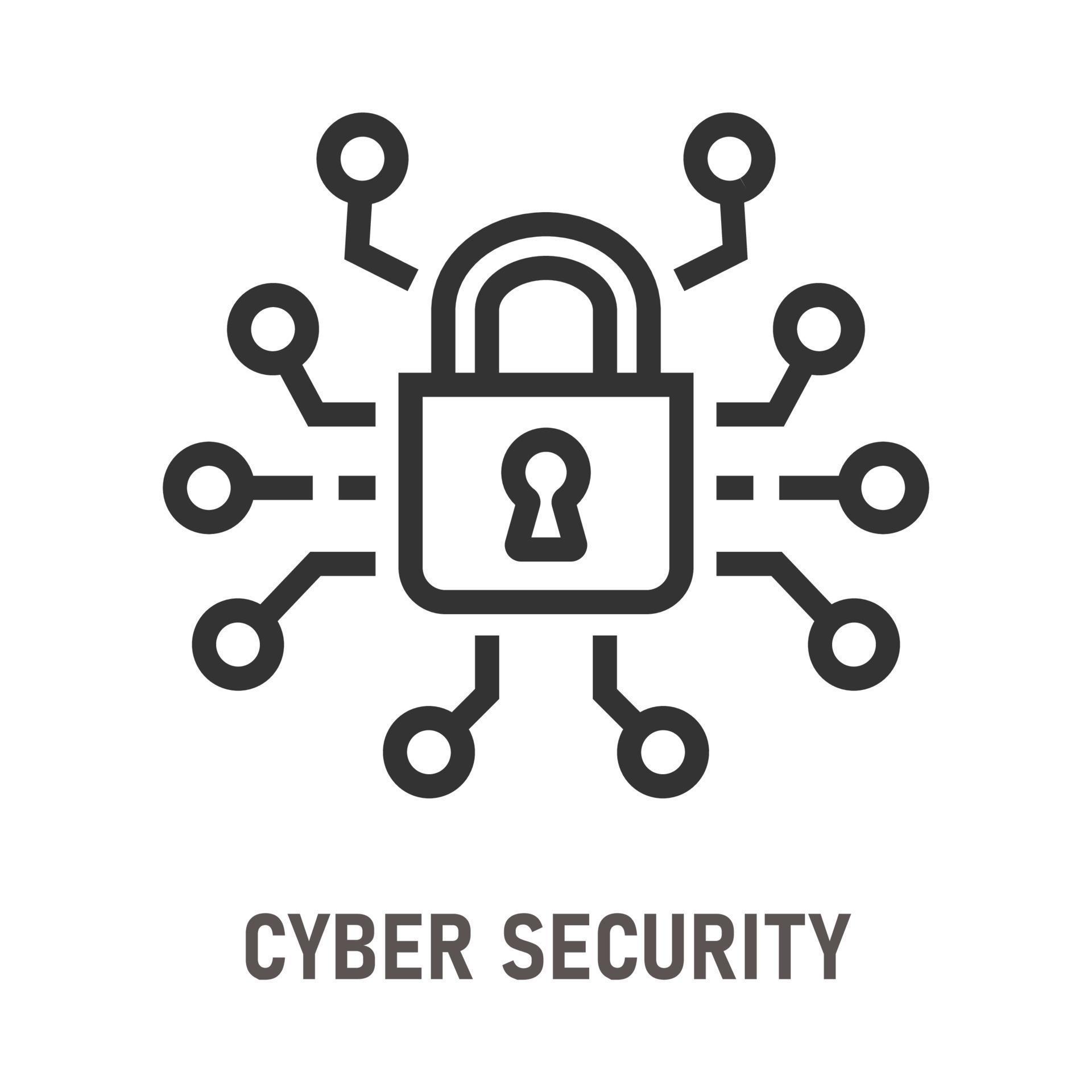 Cyber security line icon on white background. Editable stroke. 14170001 ...