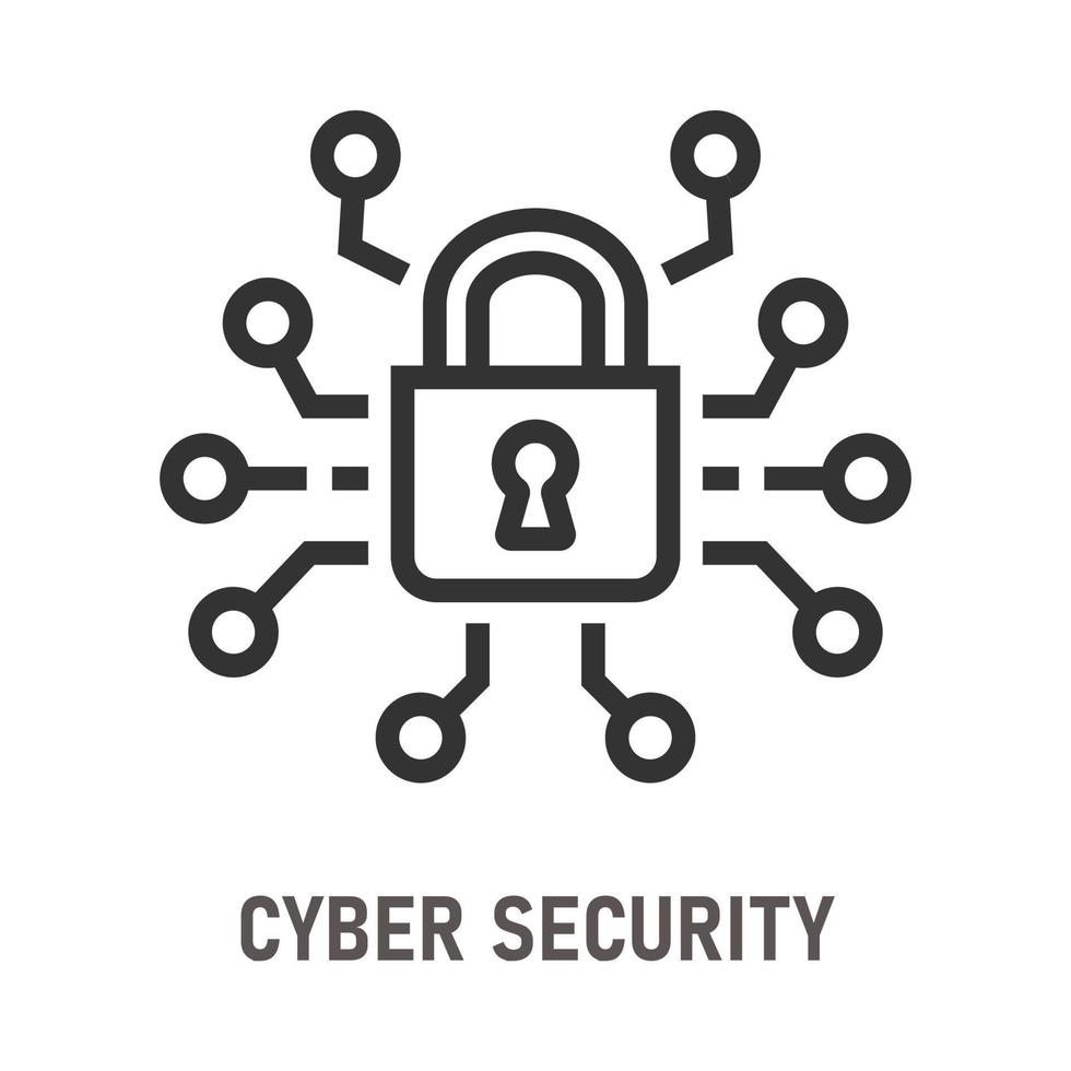 Cyber Security Line Icon On White Background Editable Stroke 14170001