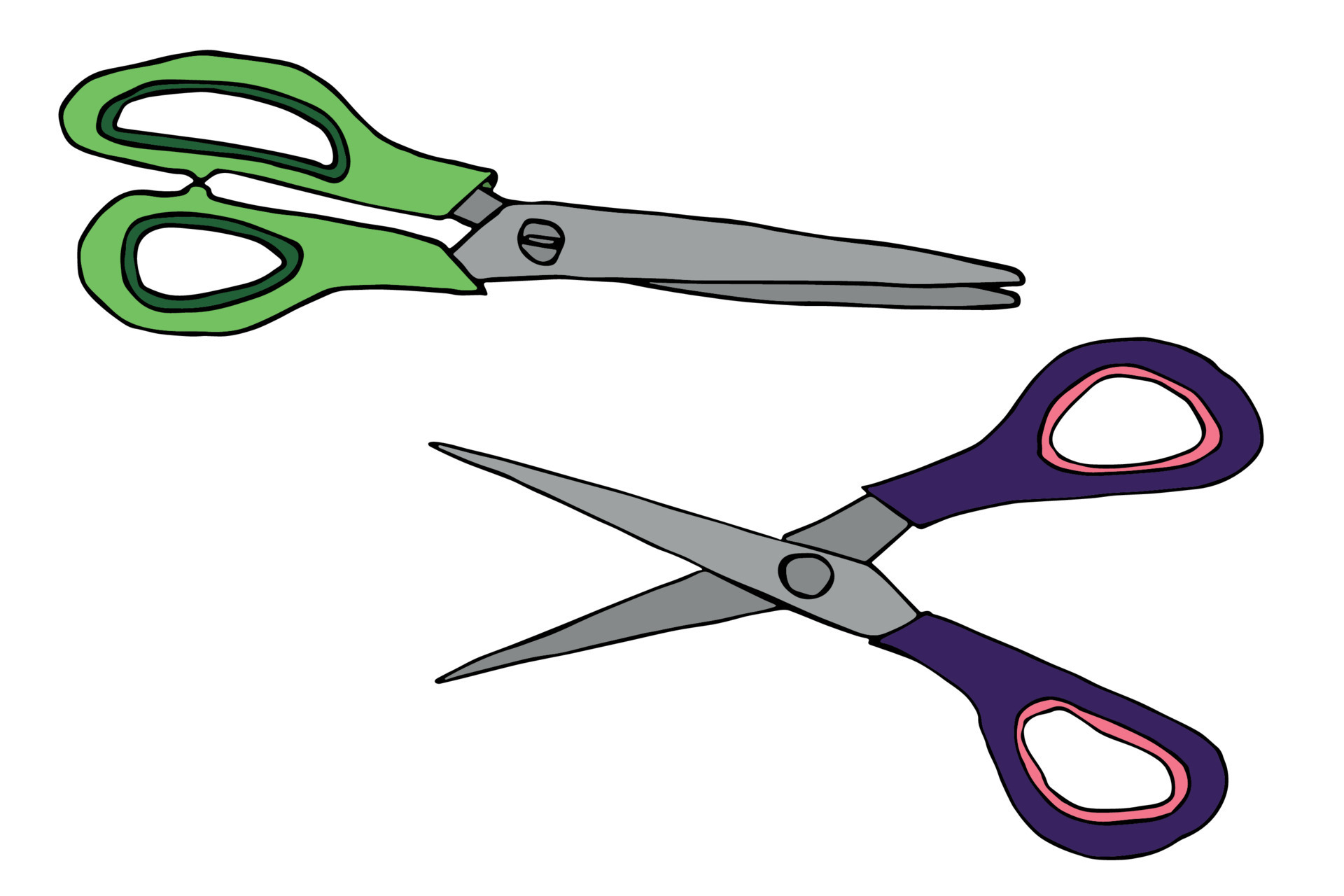 Vector scissors clipart. Hand drawn office supplies illustration. For ...