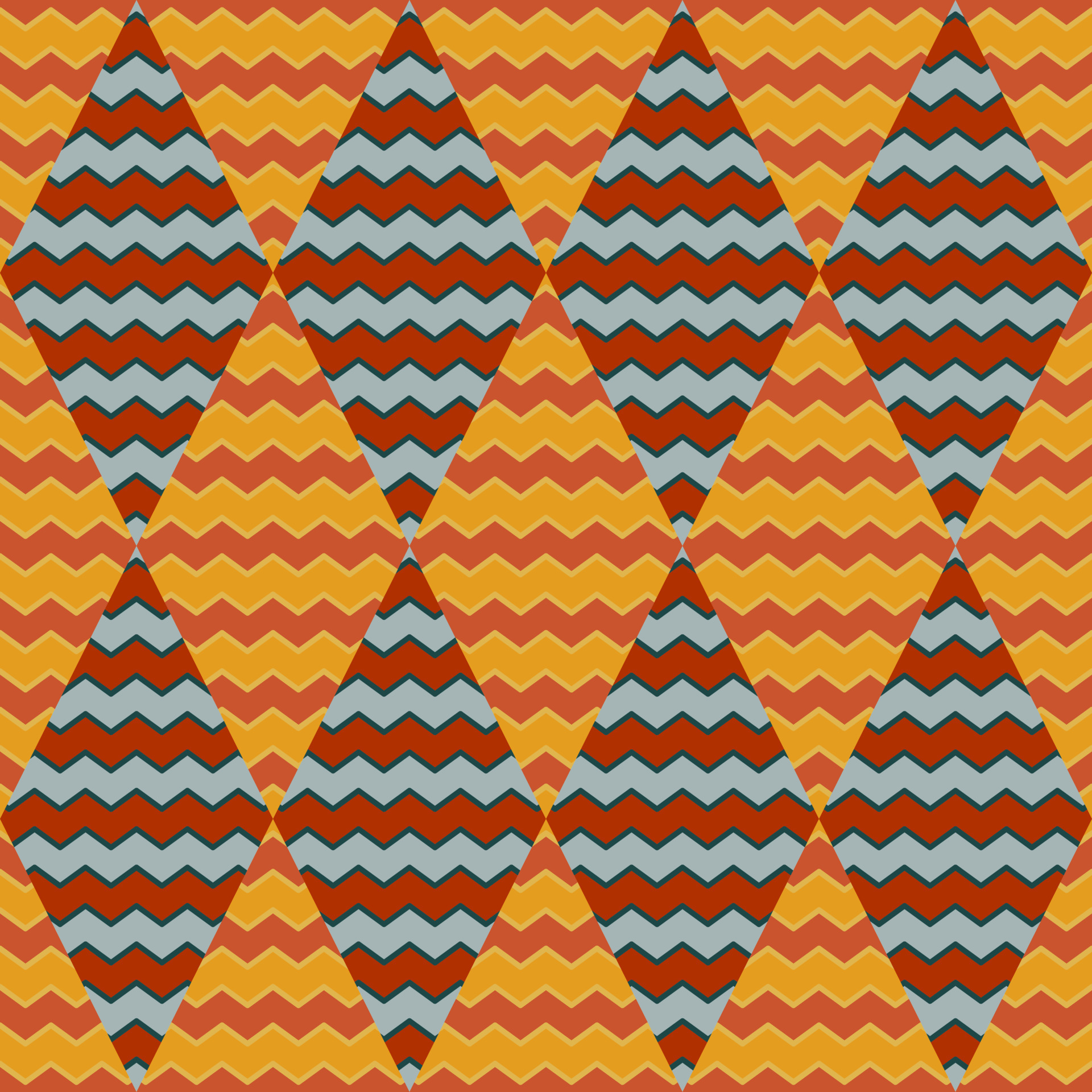 Zig Zag Wave Seamless Pattern Hand Drawn Lines Mosaic Ornament Retro